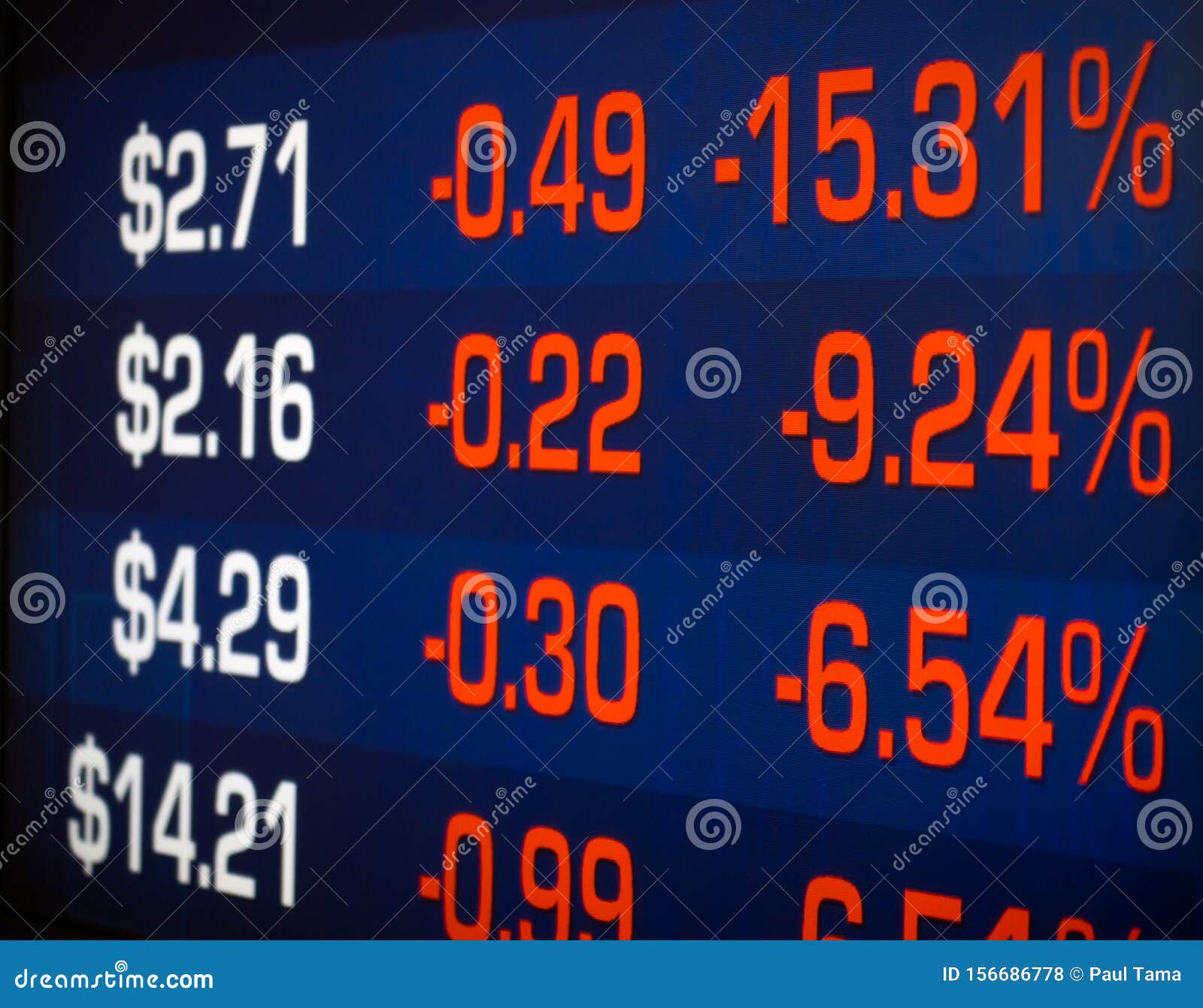 Investment Stock Market Crash Red Percentage Price Decrease in Downturn ...