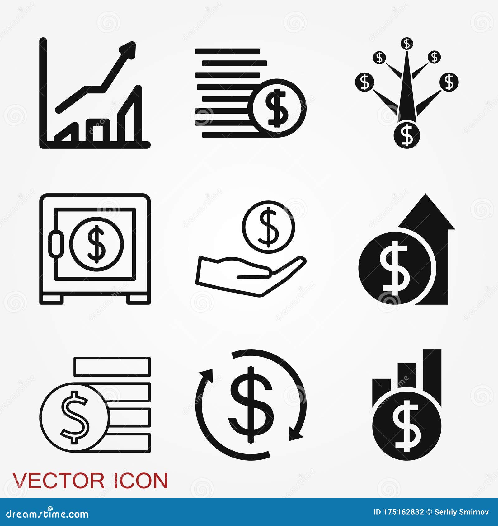 Investments Icon. Graph Growth Graphics Vector Icon Isolated on ...