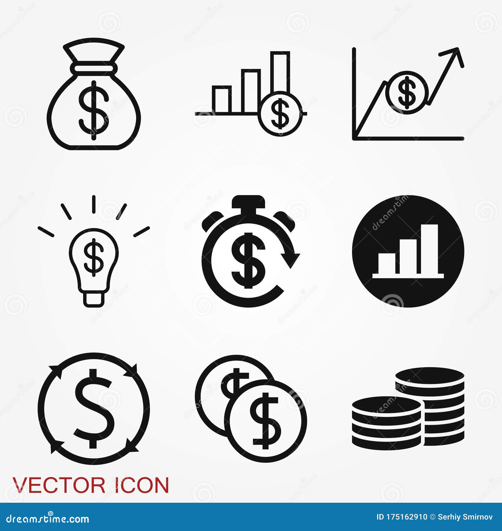 Investments Icon. Graph Growth Graphics Vector Icon Isolated on ...