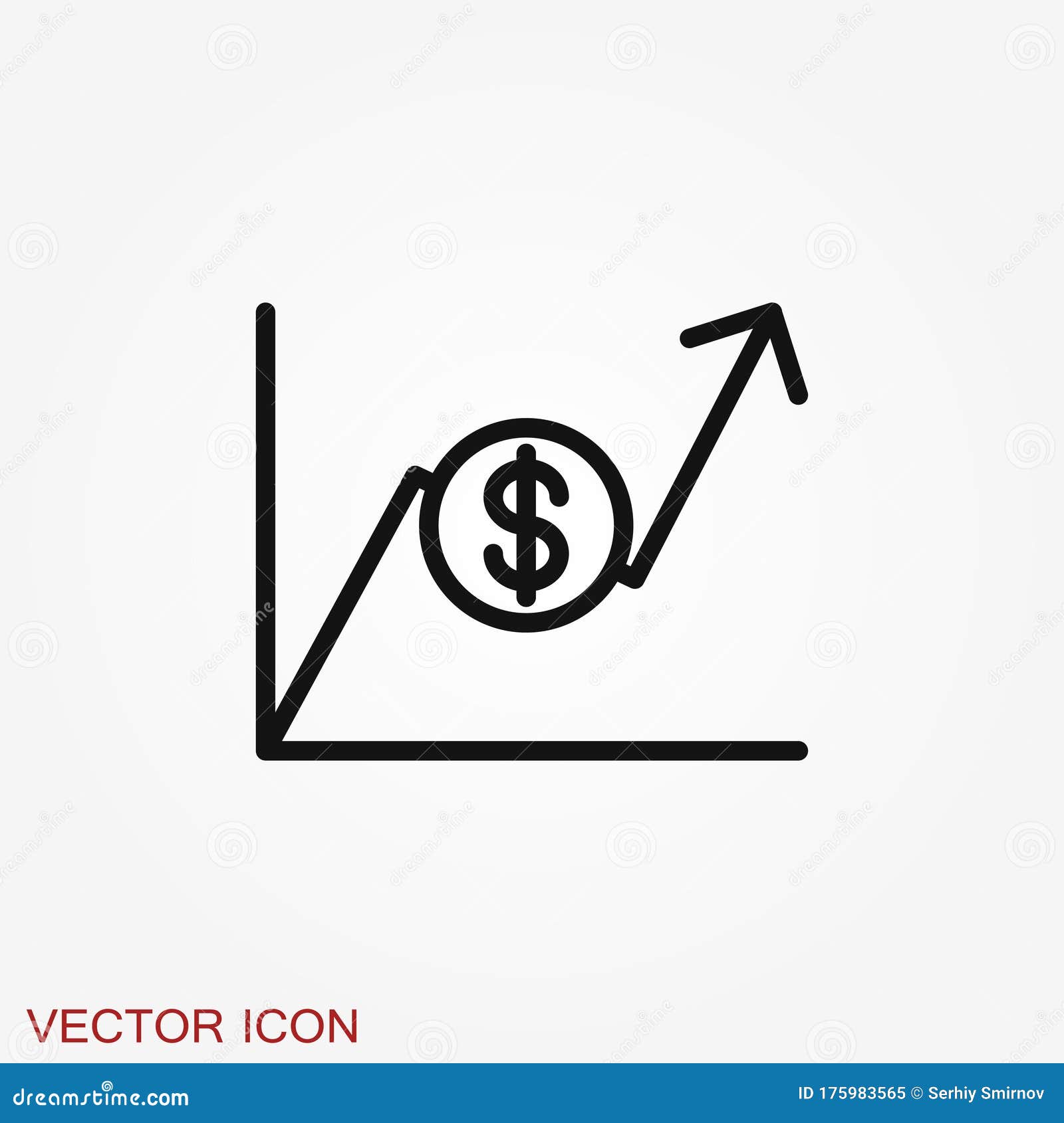 Investments Icon. Graph Growth Graphics Vector Icon Isolated on ...
