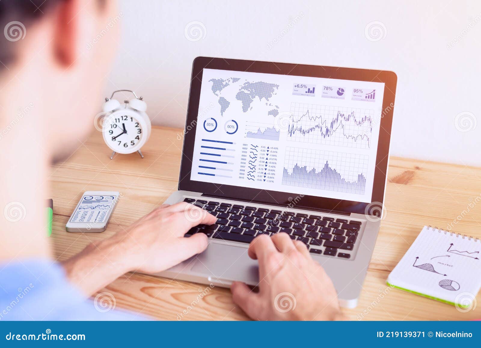Investor Analyzing Financial Reports Of Stock Trading Market Graph ...
