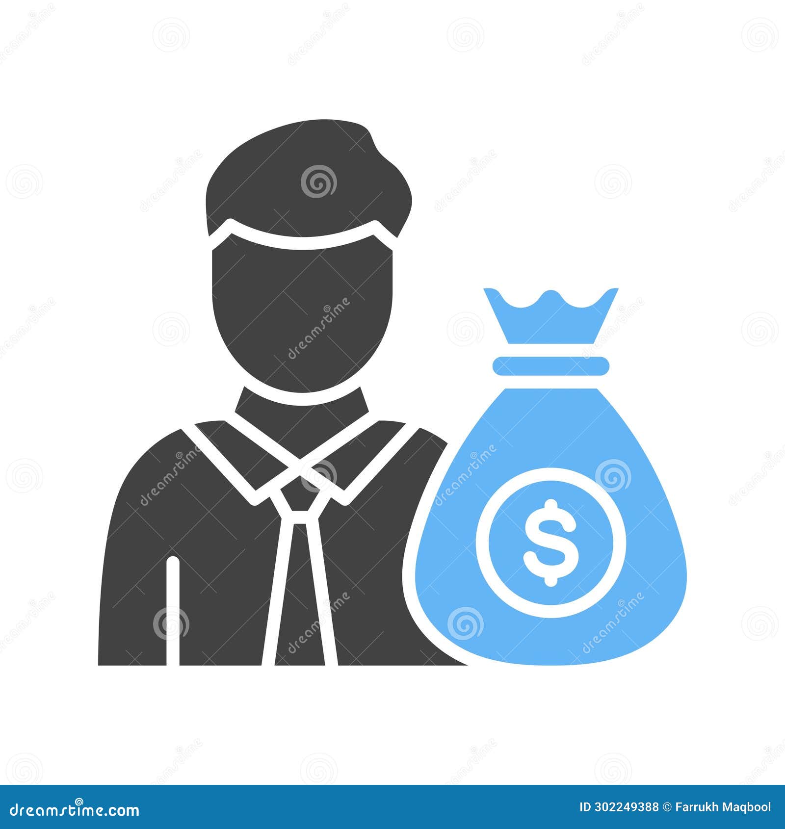 Investor Icon Vector Globe Dollar Sign Currency Money With Male Person ...