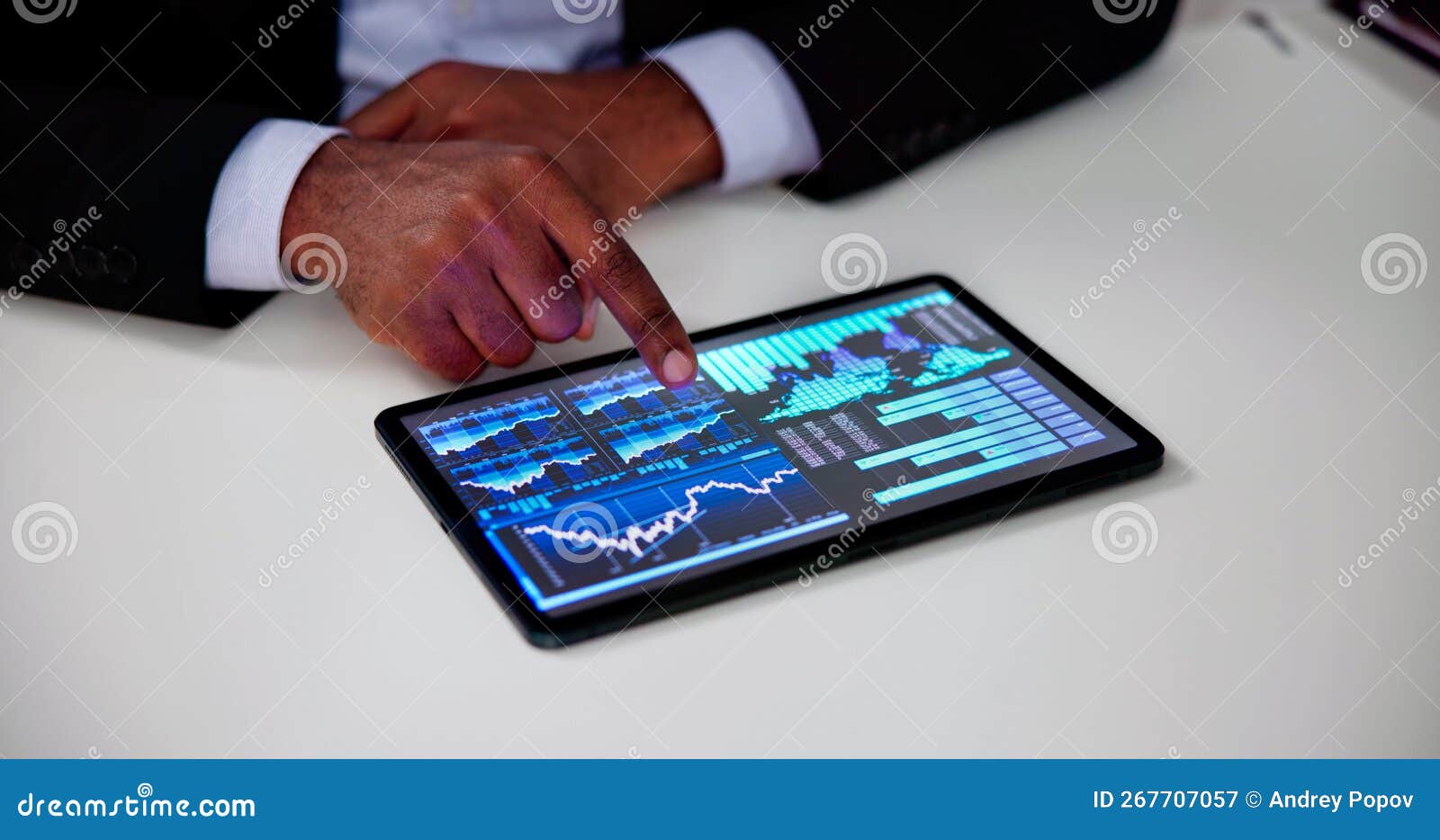 Investor KPI Analytics Graph. Hand Pointing Stock Image - Image of ...