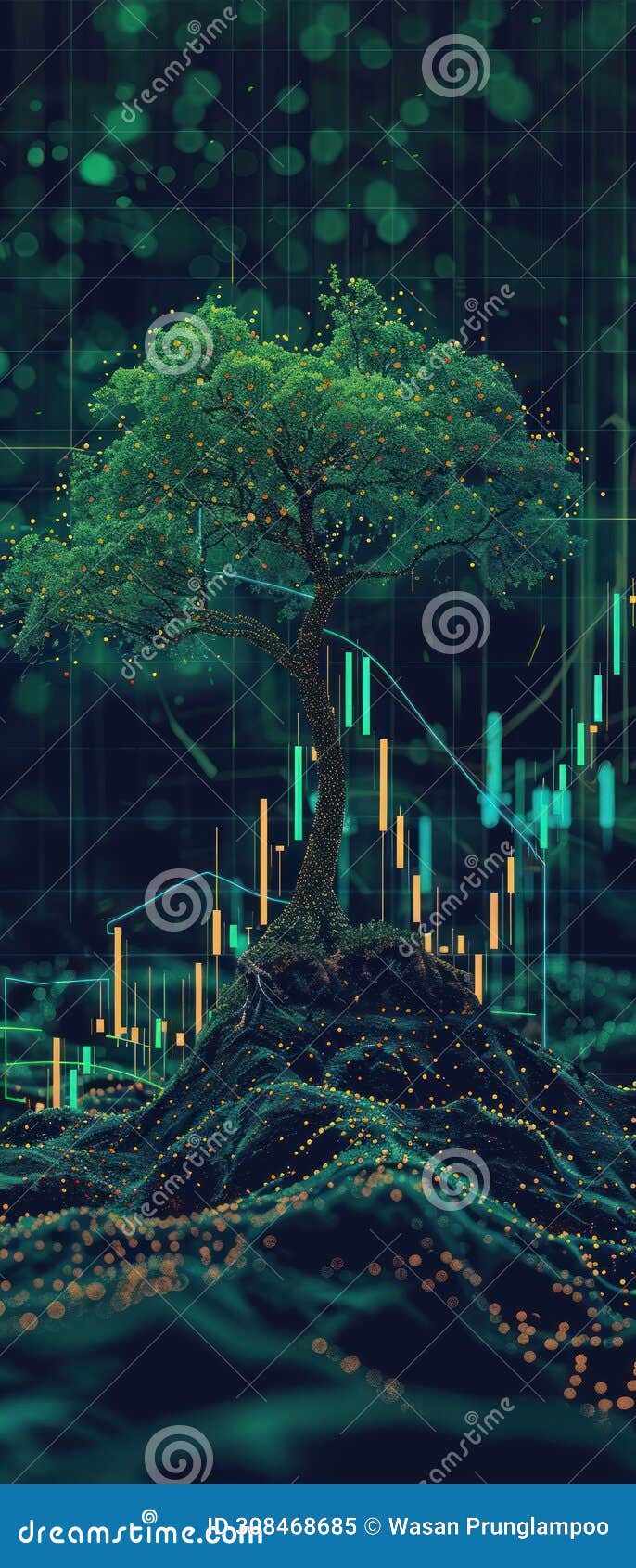 An Investors Portfolio Growth Visualized As a Digital Tree with ...