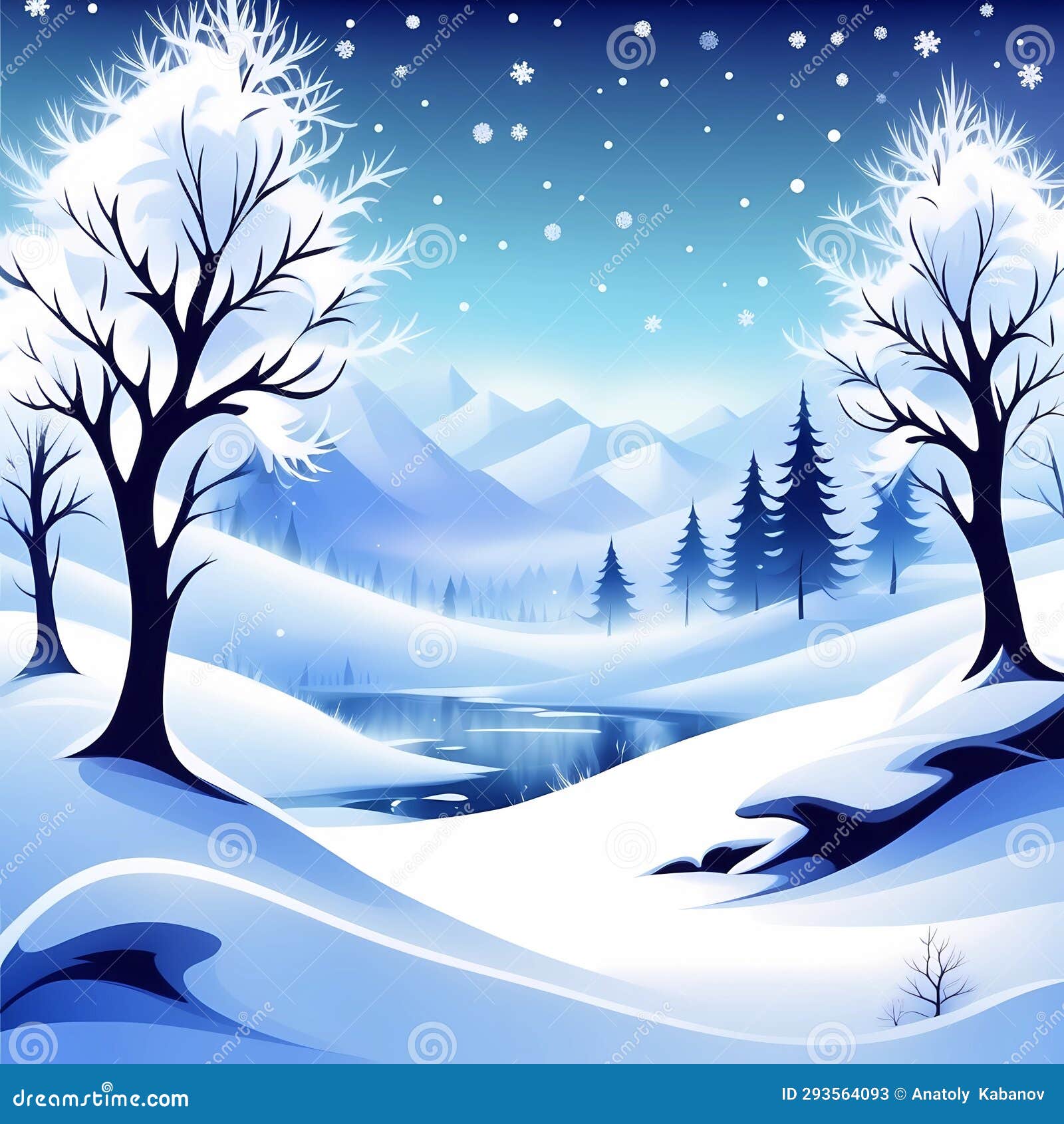 Invierno. Hermosa Imagen Vectorial Del Invierno Stock de ilustración ...