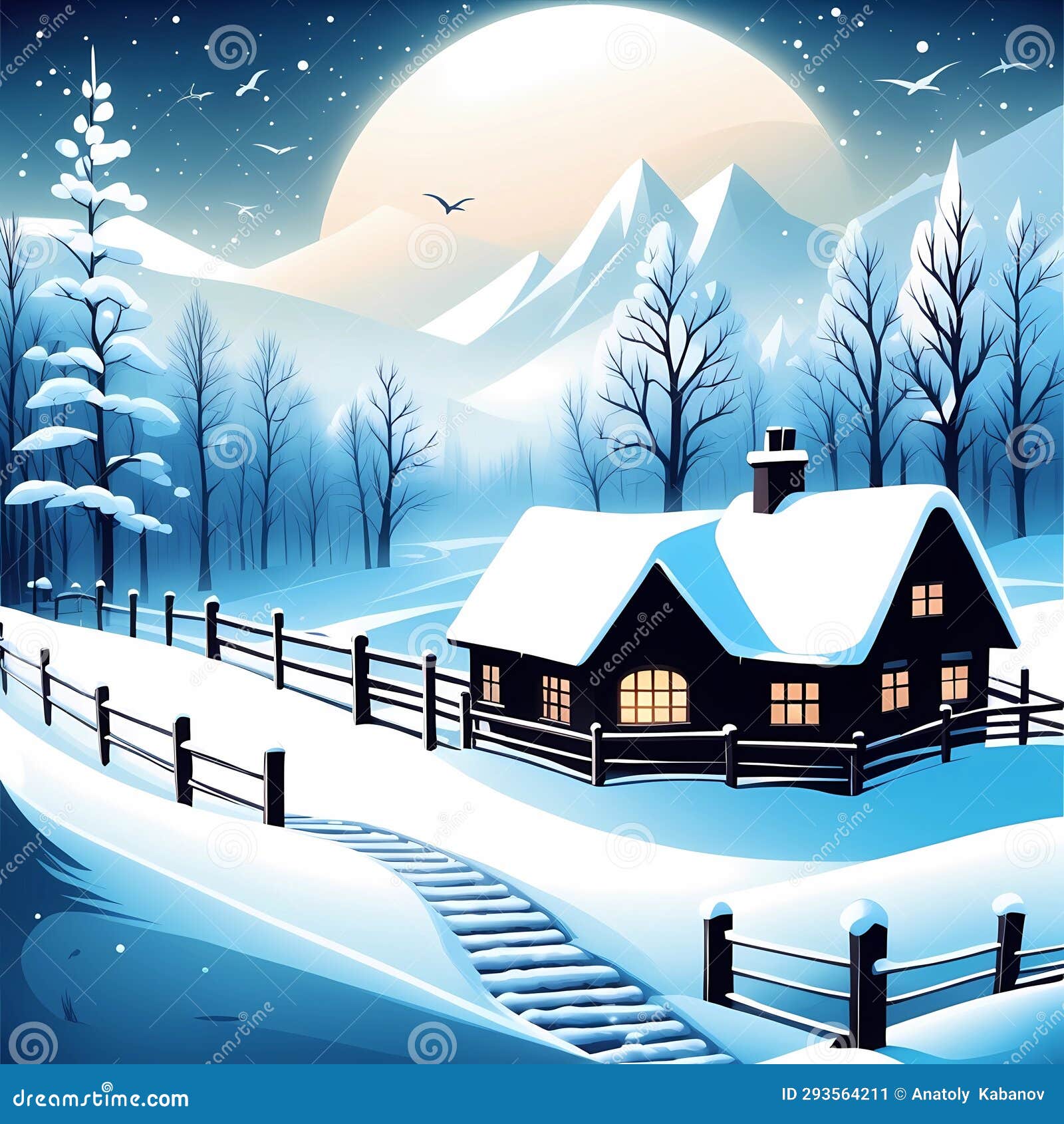 Invierno. Hermosa Imagen Vectorial Del Invierno Stock de ilustración ...