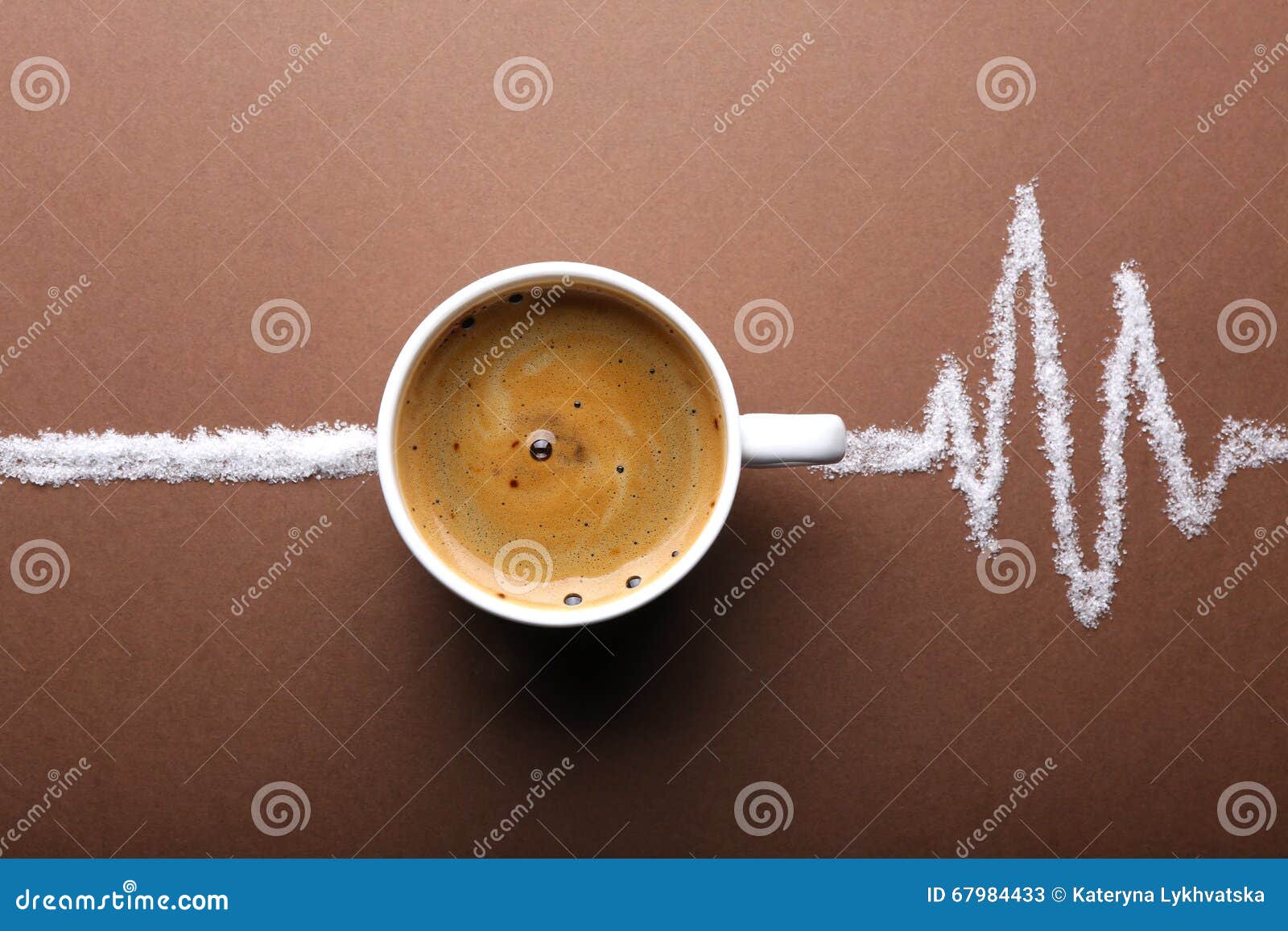 Invigorating Cup of Coffee and Sugar on Brown Background Stock Image ...