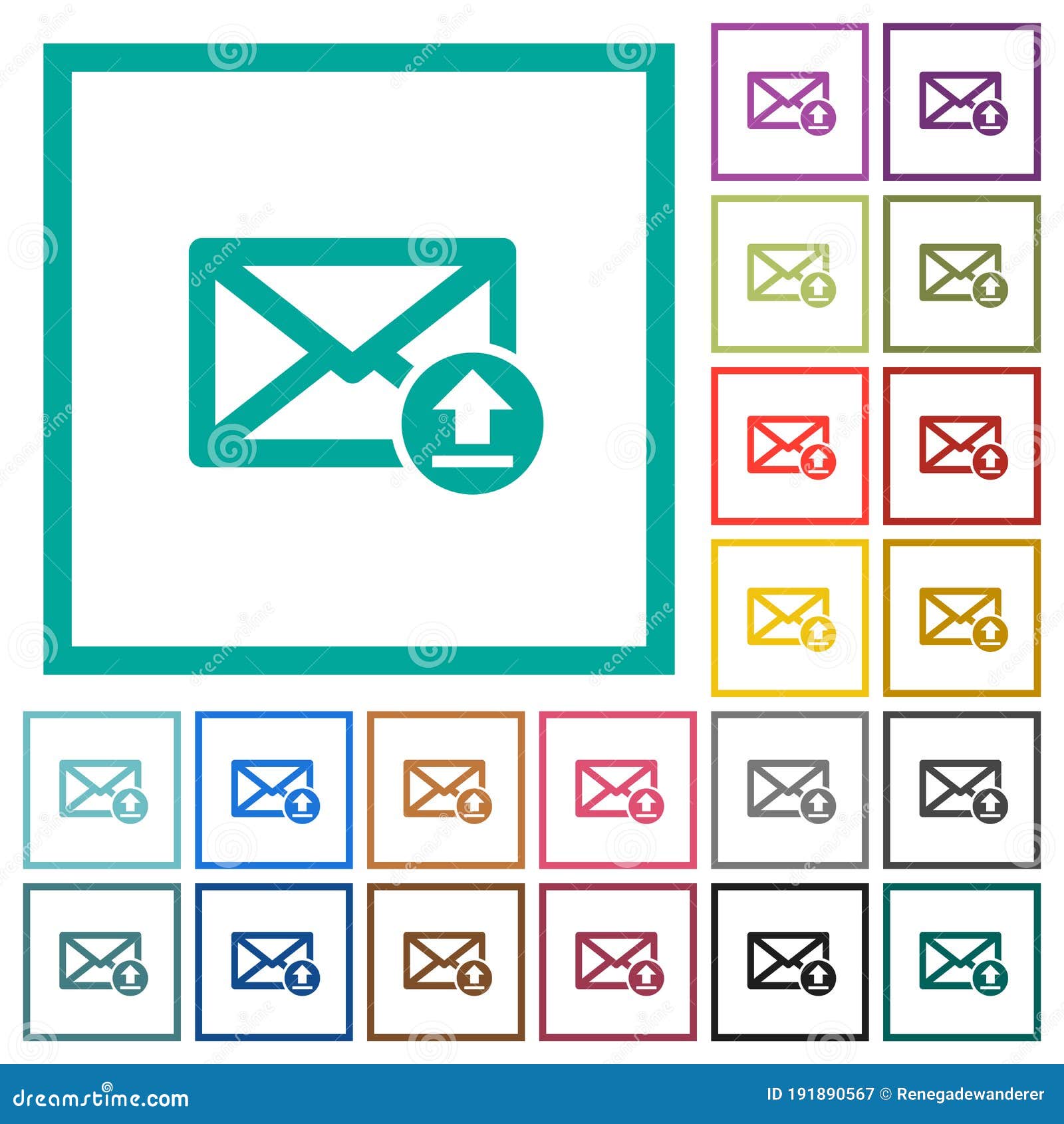 Invio Di Icone a Colori Flat E-mail Con Frame Quadranti Illustrazione ...
