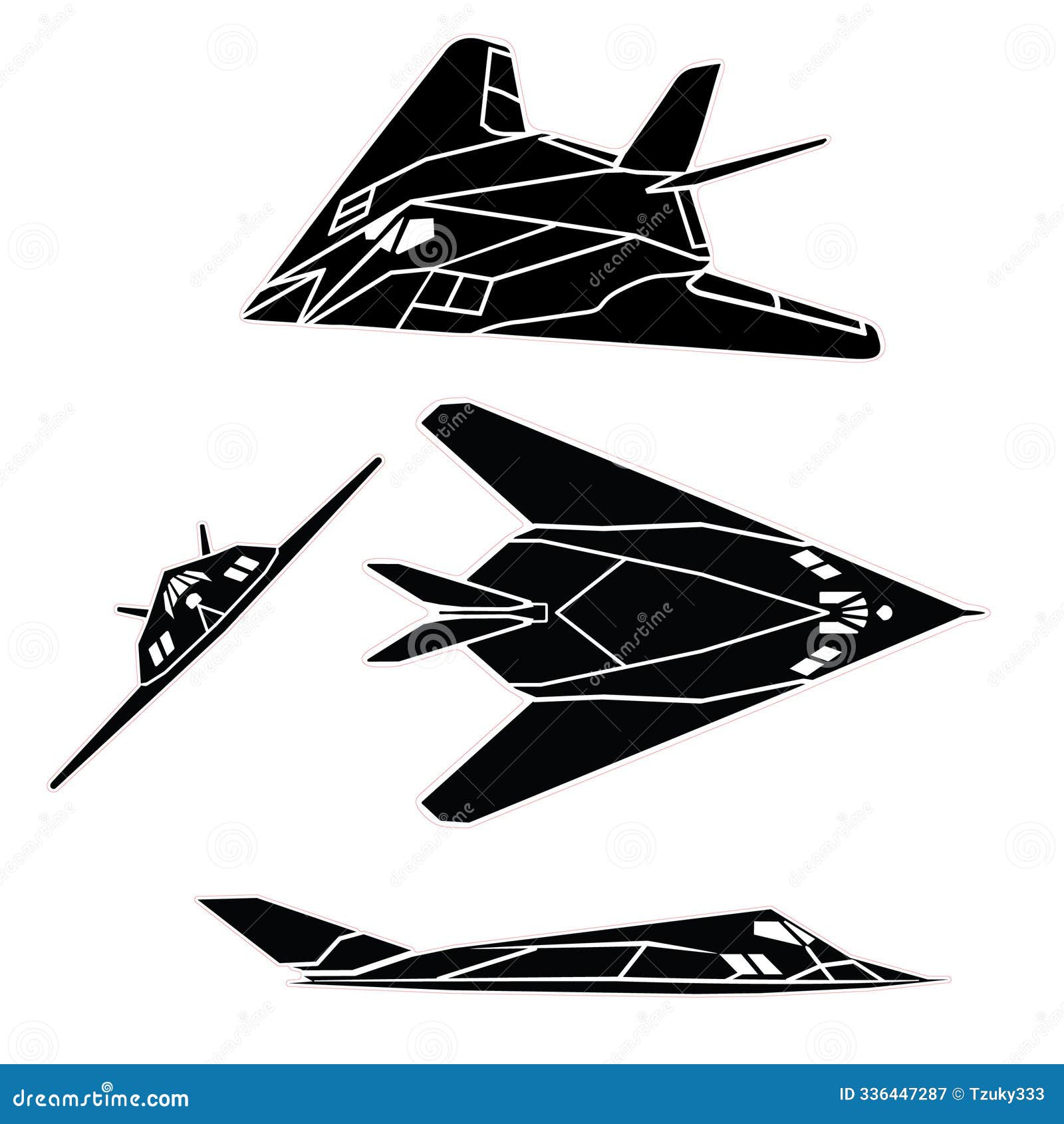 Invisible Fighter Jet Vector Set Stock Illustration - Illustration of ...