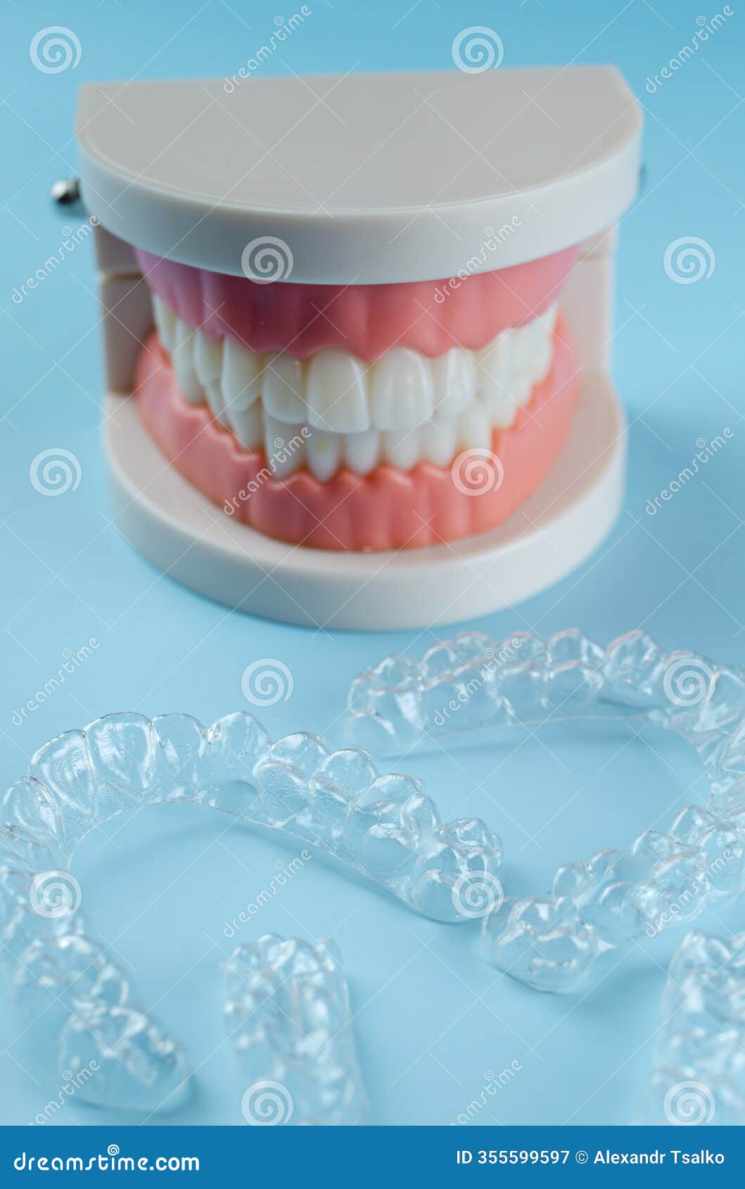 Invisible and Removable Aligners for Teeth Alignment on a Blue ...