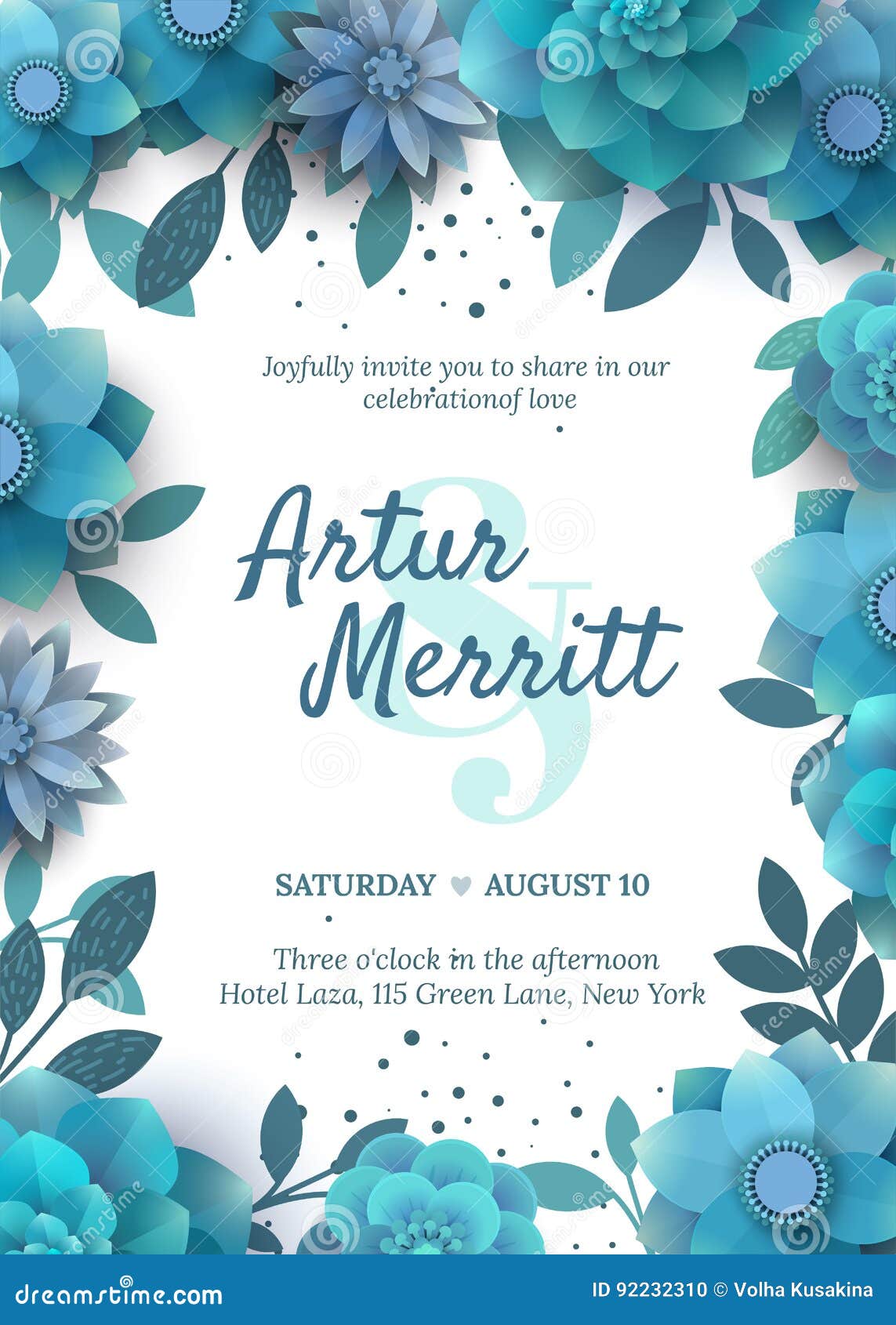 Invitación Del Vector Con Turquesa Floral De Los Elementos Stock de ...