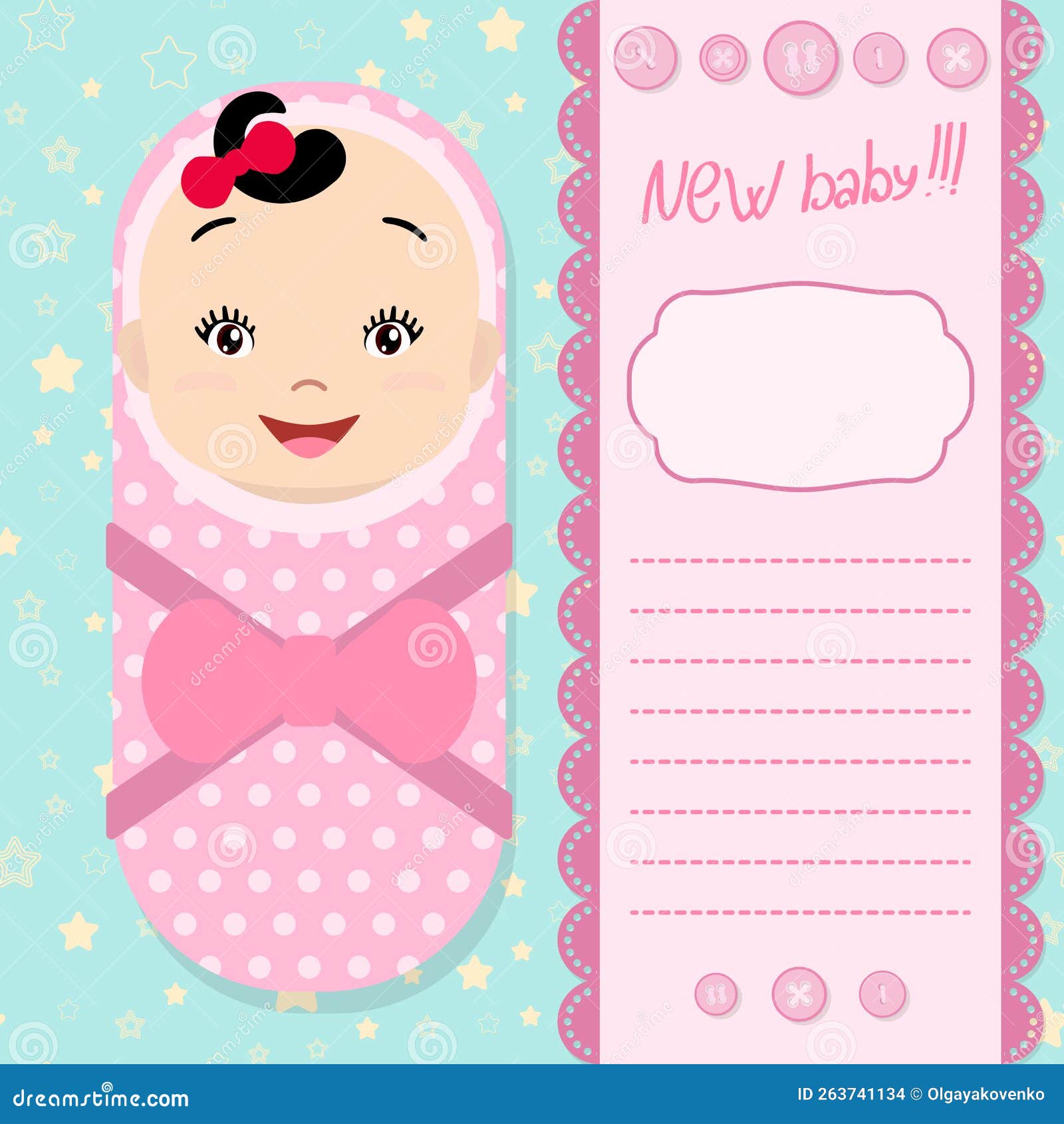 Invitation Background with a Cute Baby, Lettering, Decorative Scrapbook ...