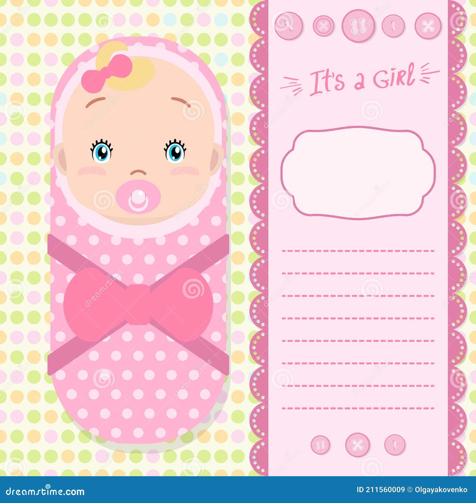 Invitation Background with a Cute Baby, Lettering, Decorative Scrapbook ...