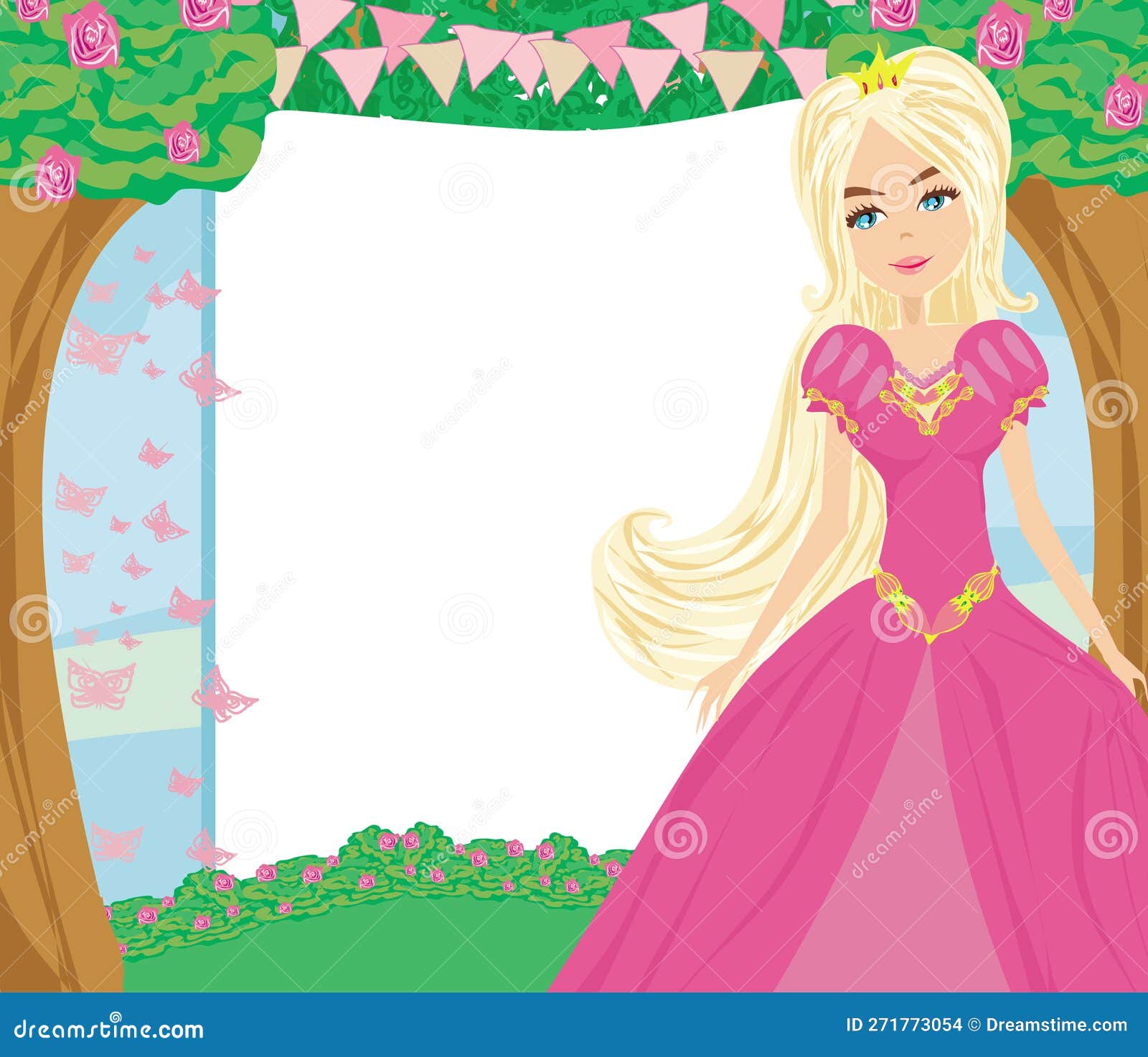 Invitation with a Beautiful Sweet Princess - Floral Frame Stock ...