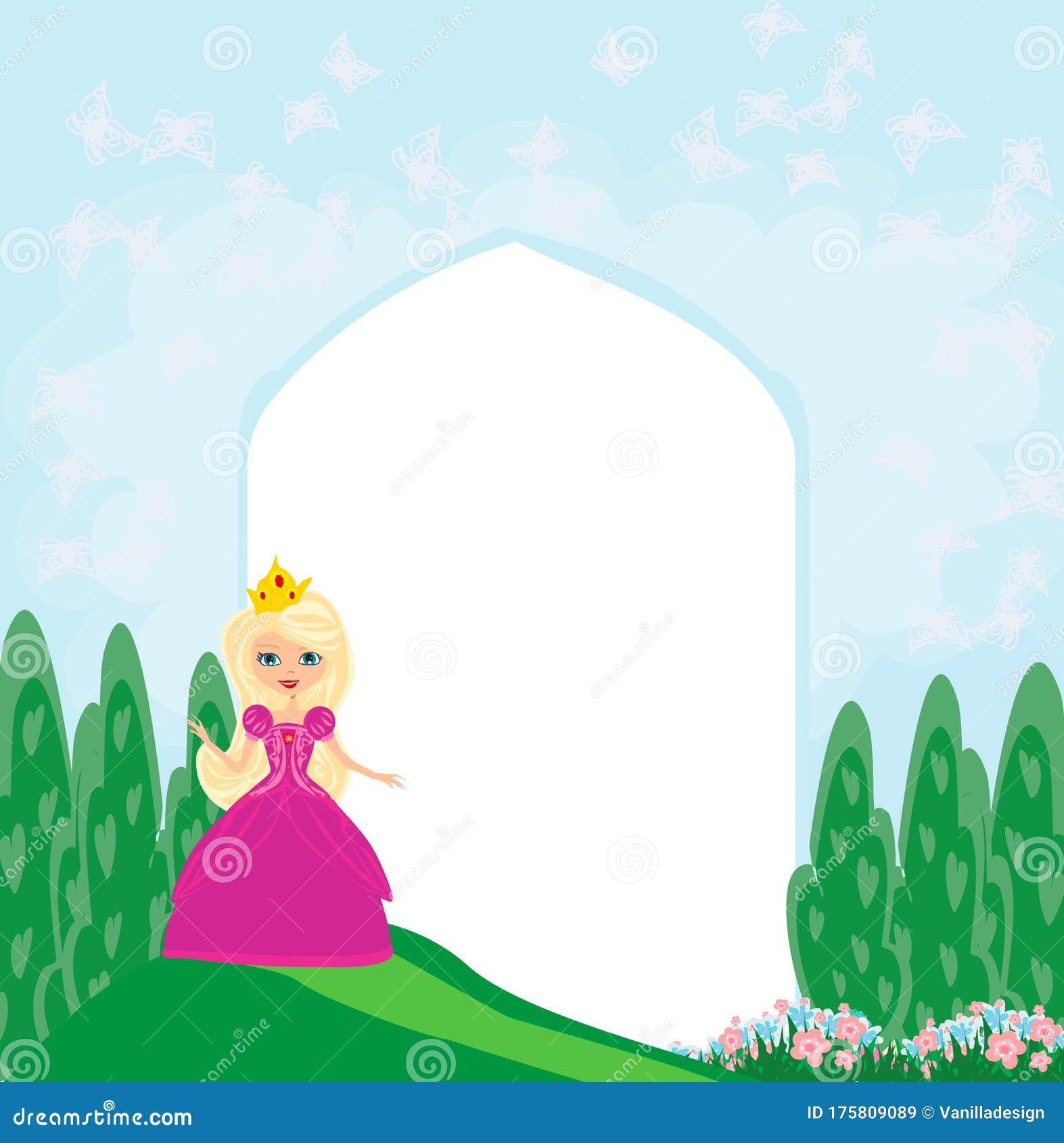 Invitation with a Beautiful Sweet Princess - Frame Stock Vector ...