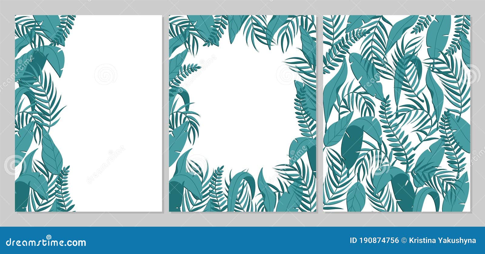 Invitation with Blue Leaf Pattern on White Background. Blue Leaf ...