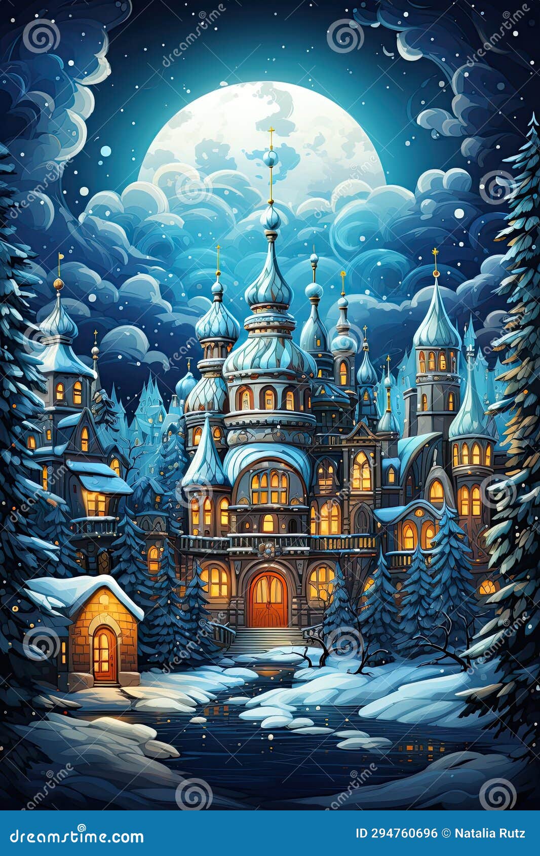 Invitation Card for an Advent Event in Blue Color Stock Illustration ...