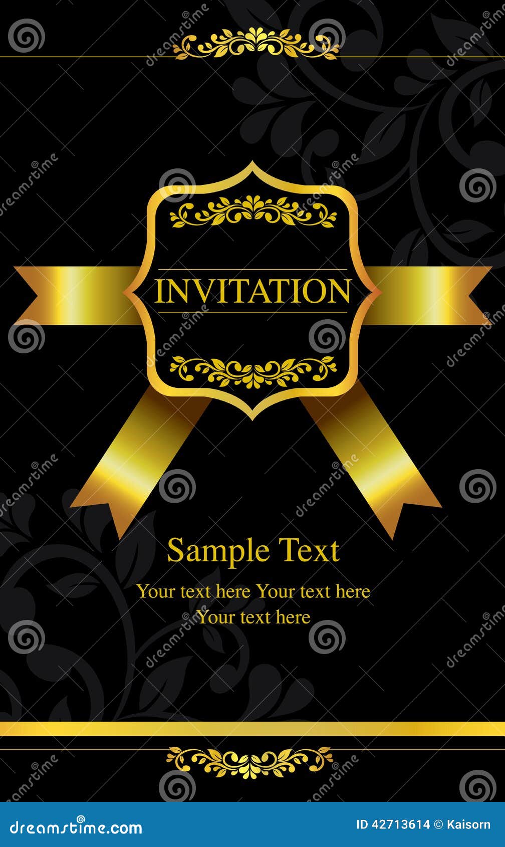 Invitation Card Black and Gold Style Stock Vector - Illustration of ...