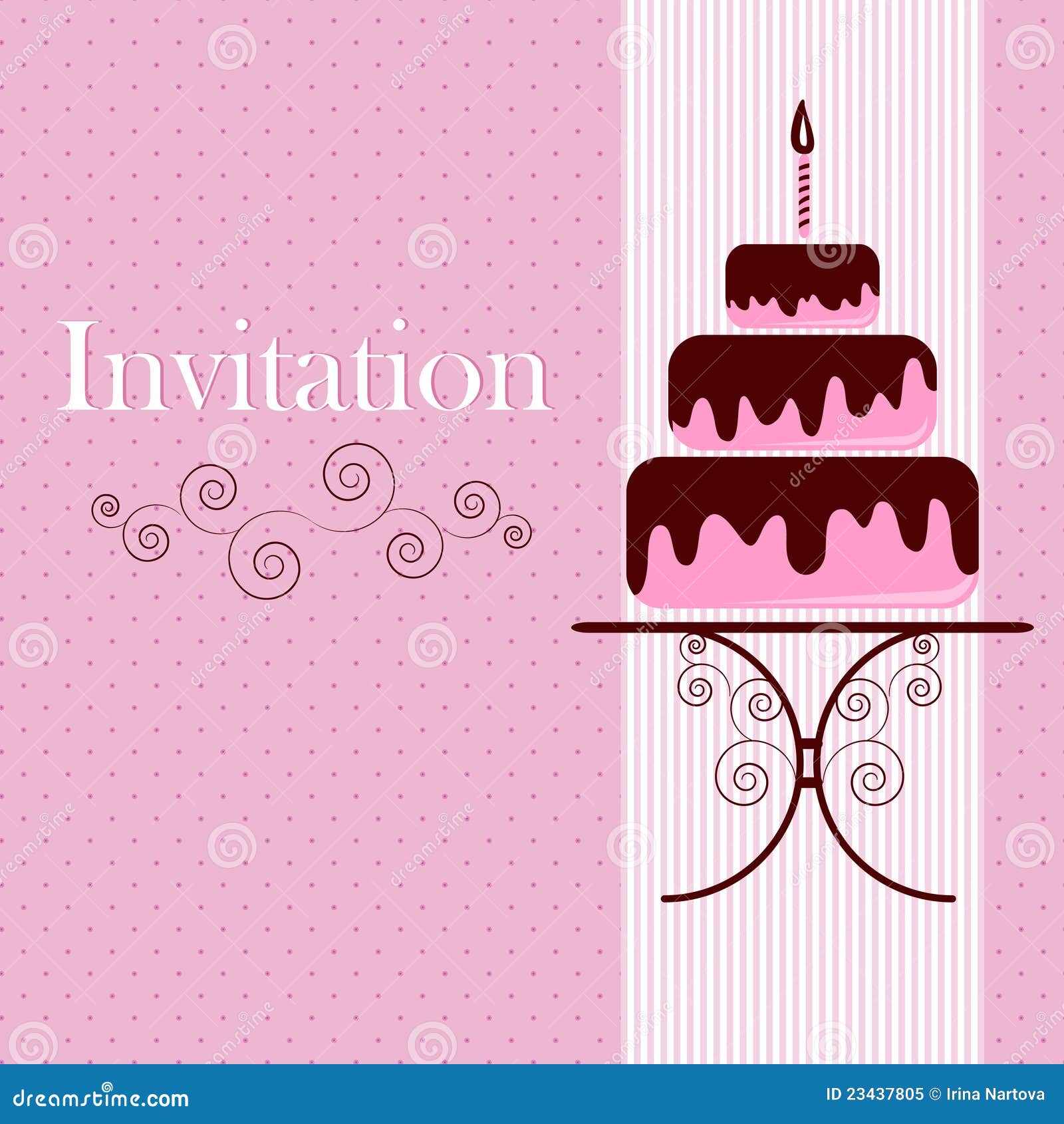 Invitation card with cake stock vector. Illustration of food - 23437805
