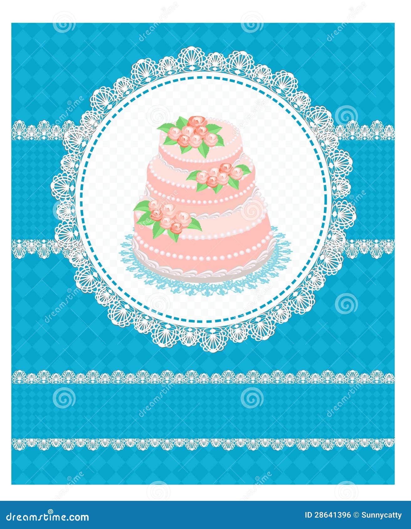 Invitation Card with a Cake Stock Vector - Illustration of greeting ...