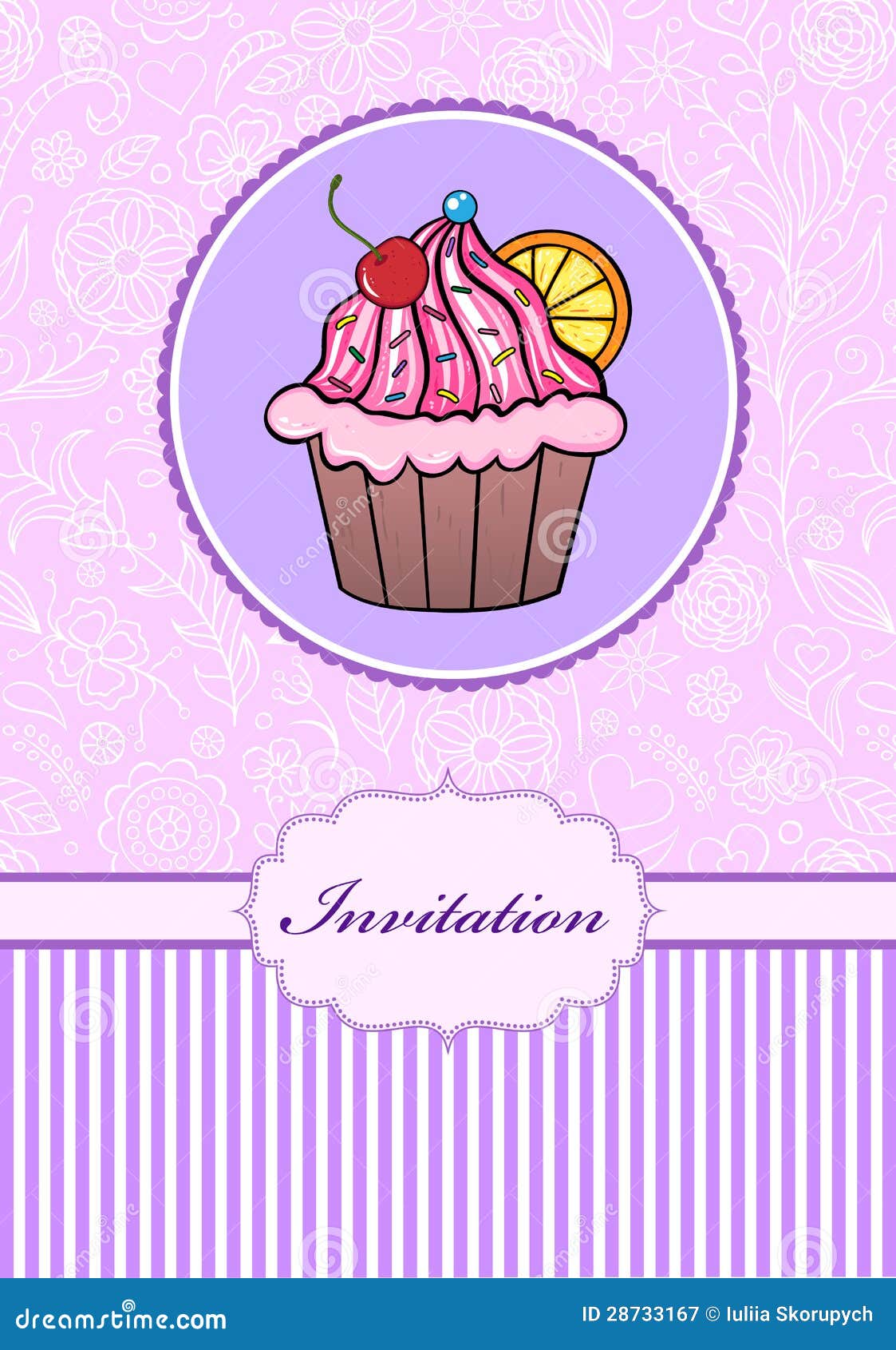 Invitation card with cake stock vector. Illustration of flower - 28733167