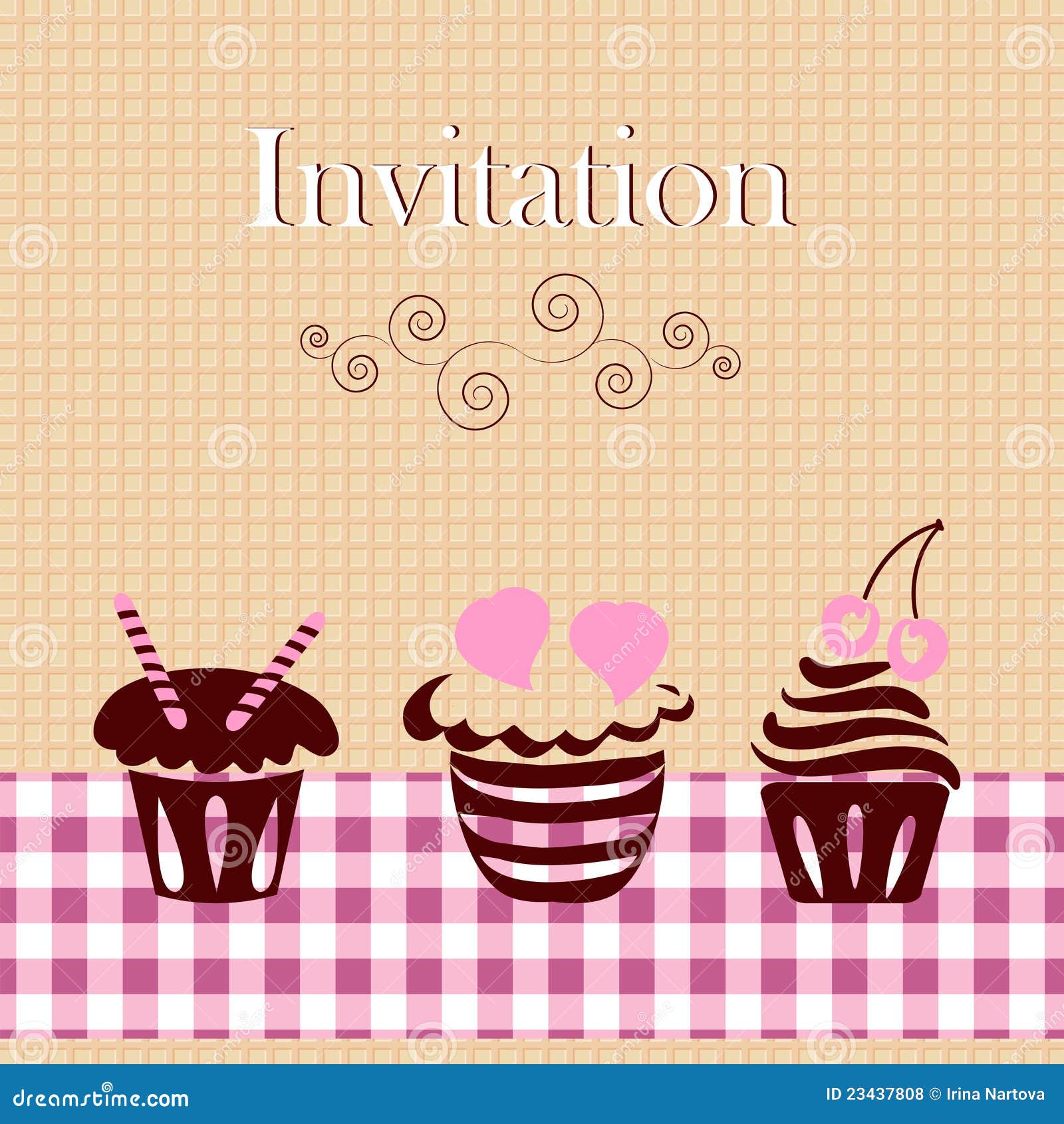 Invitation card with cakes stock vector. Illustration of copyspace ...