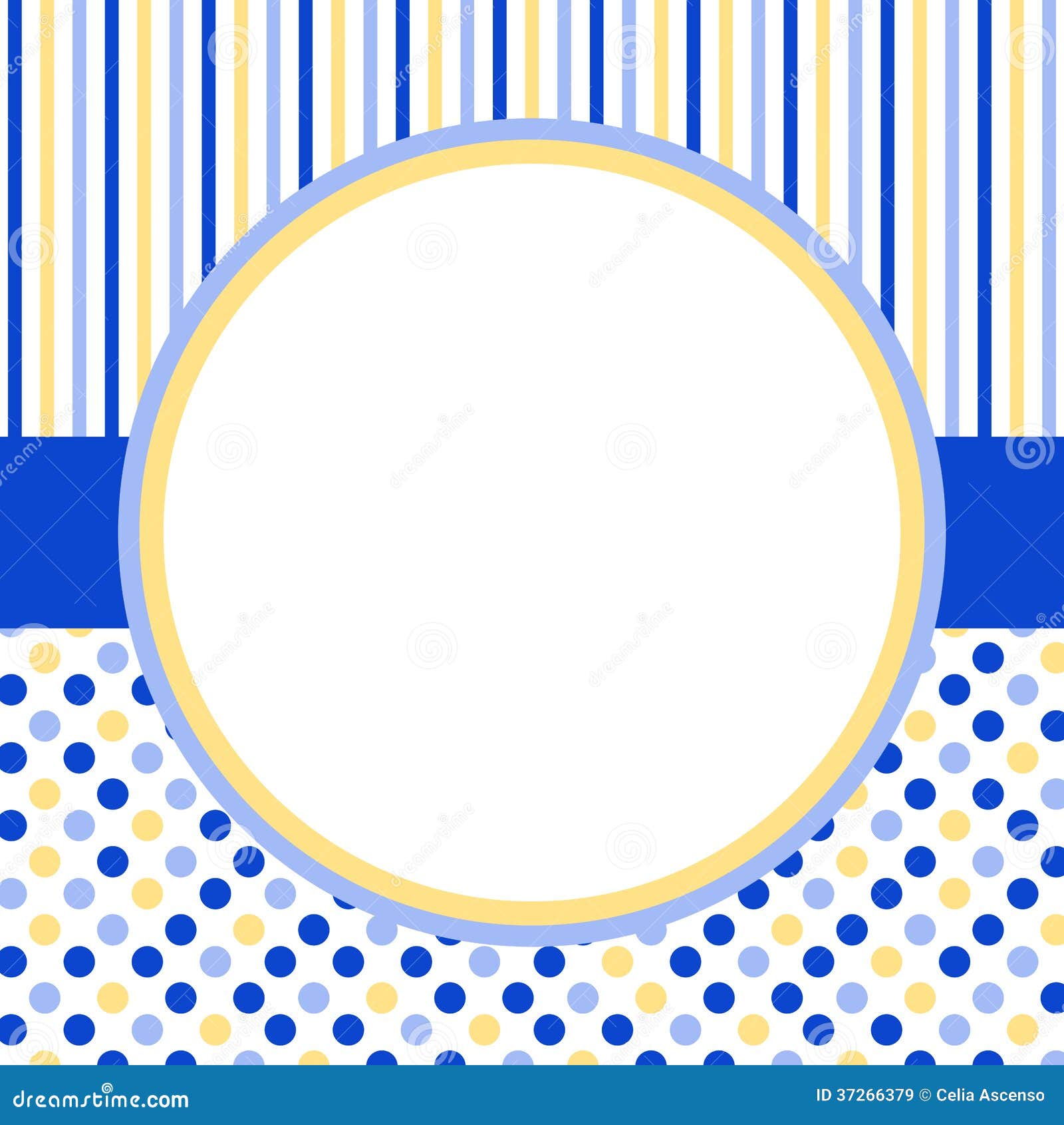 Invitation Card with a Circle Frame and Polka Dots Stock Illustration ...