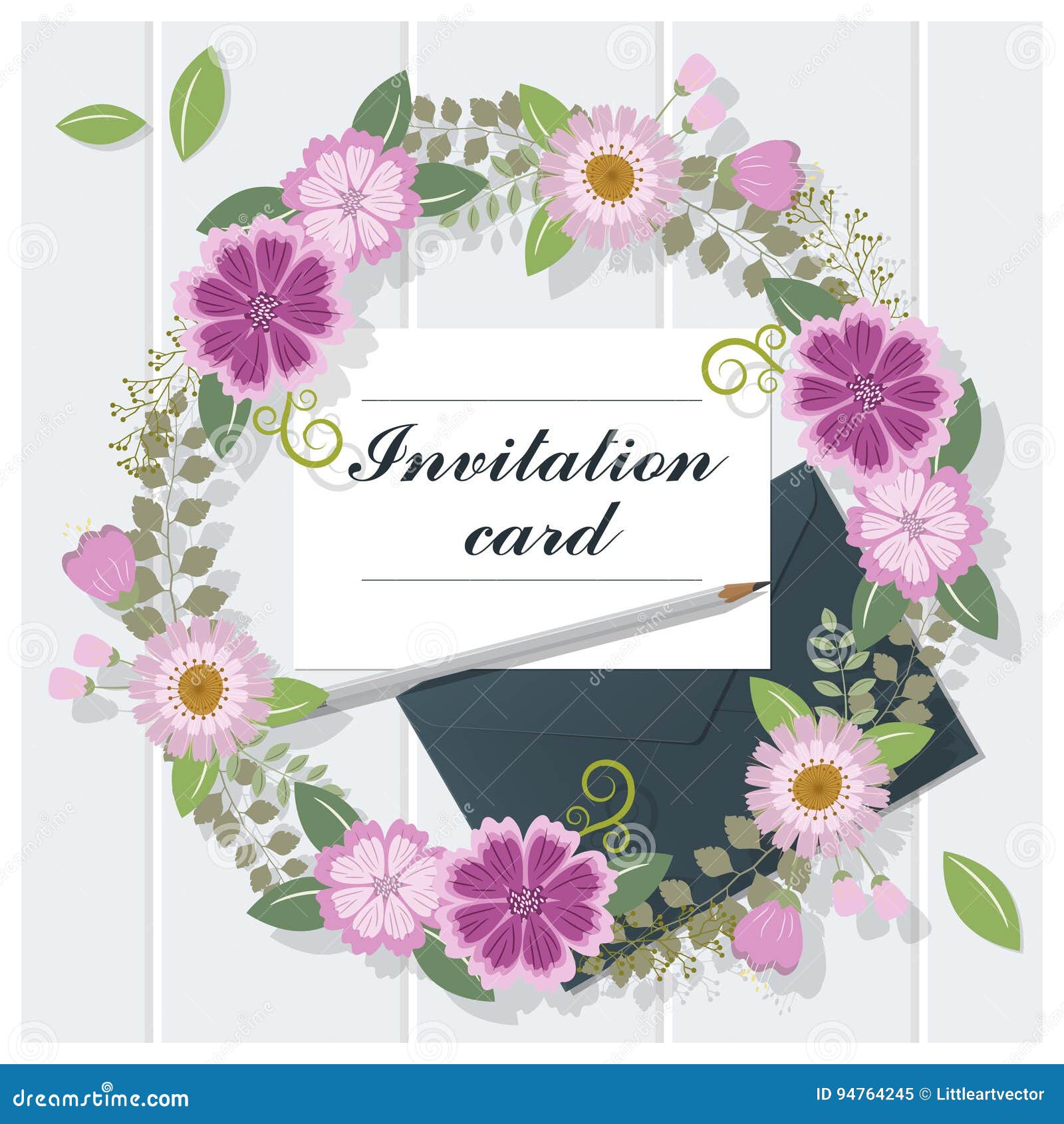 Invitation Card Collection on Wooden Background Stock Vector ...