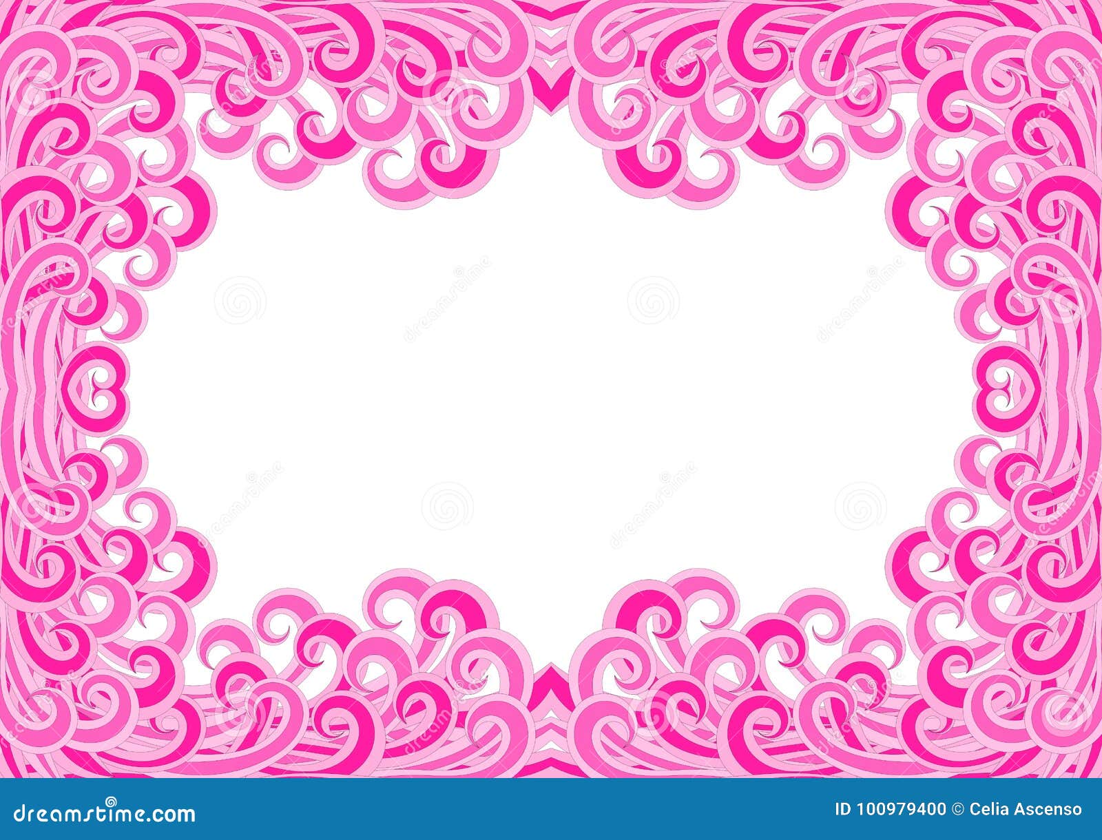 Invitation Card Curls Border Frame Stock Illustration - Illustration of ...