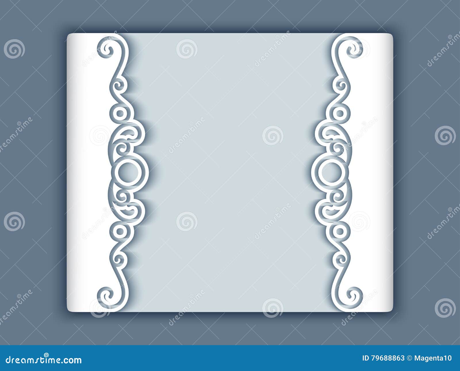 Invitation Card with Cutout Paper Border Stock Vector - Illustration of ...