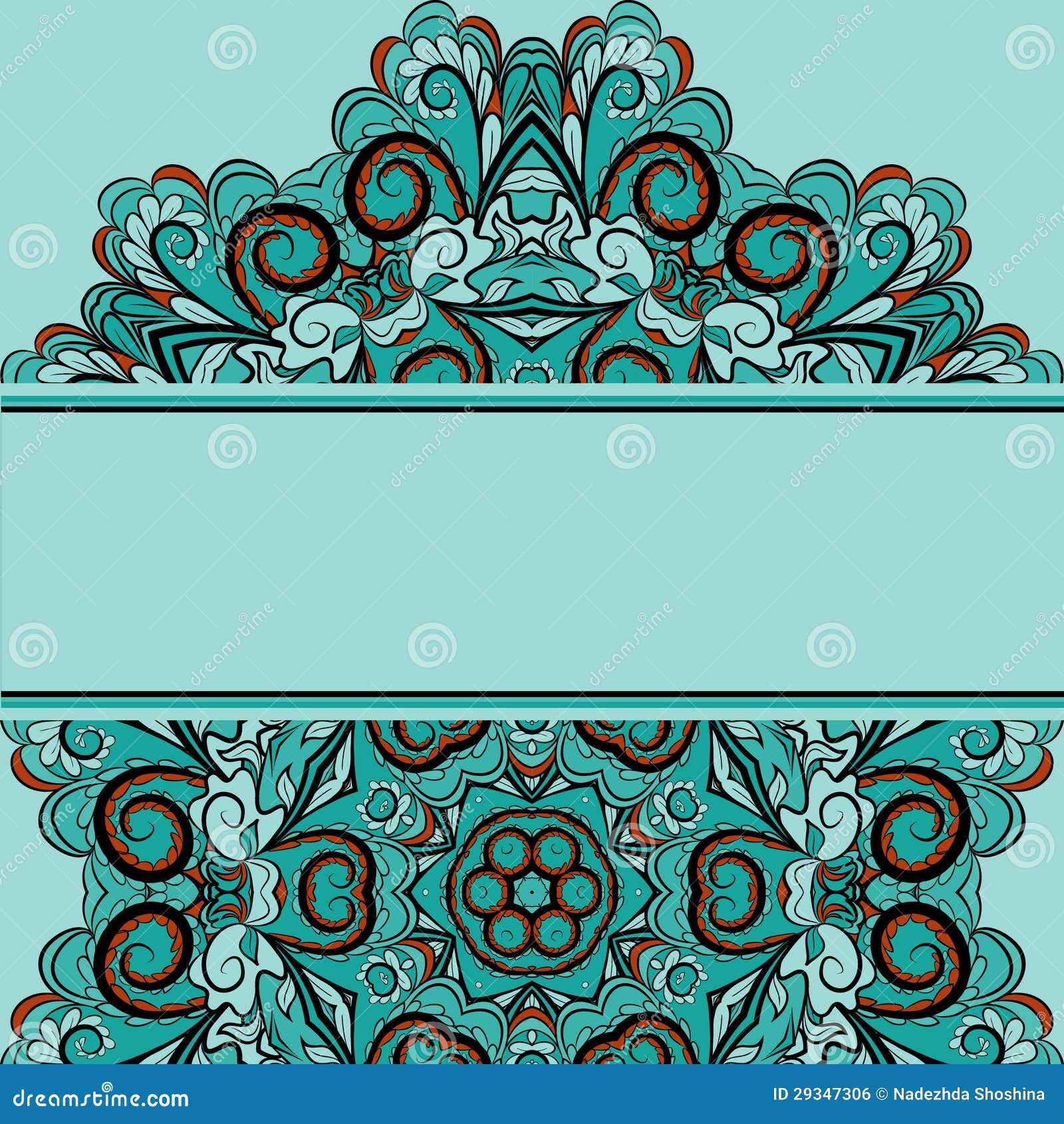 Invitation card cyan stock vector. Illustration of folk - 29347306