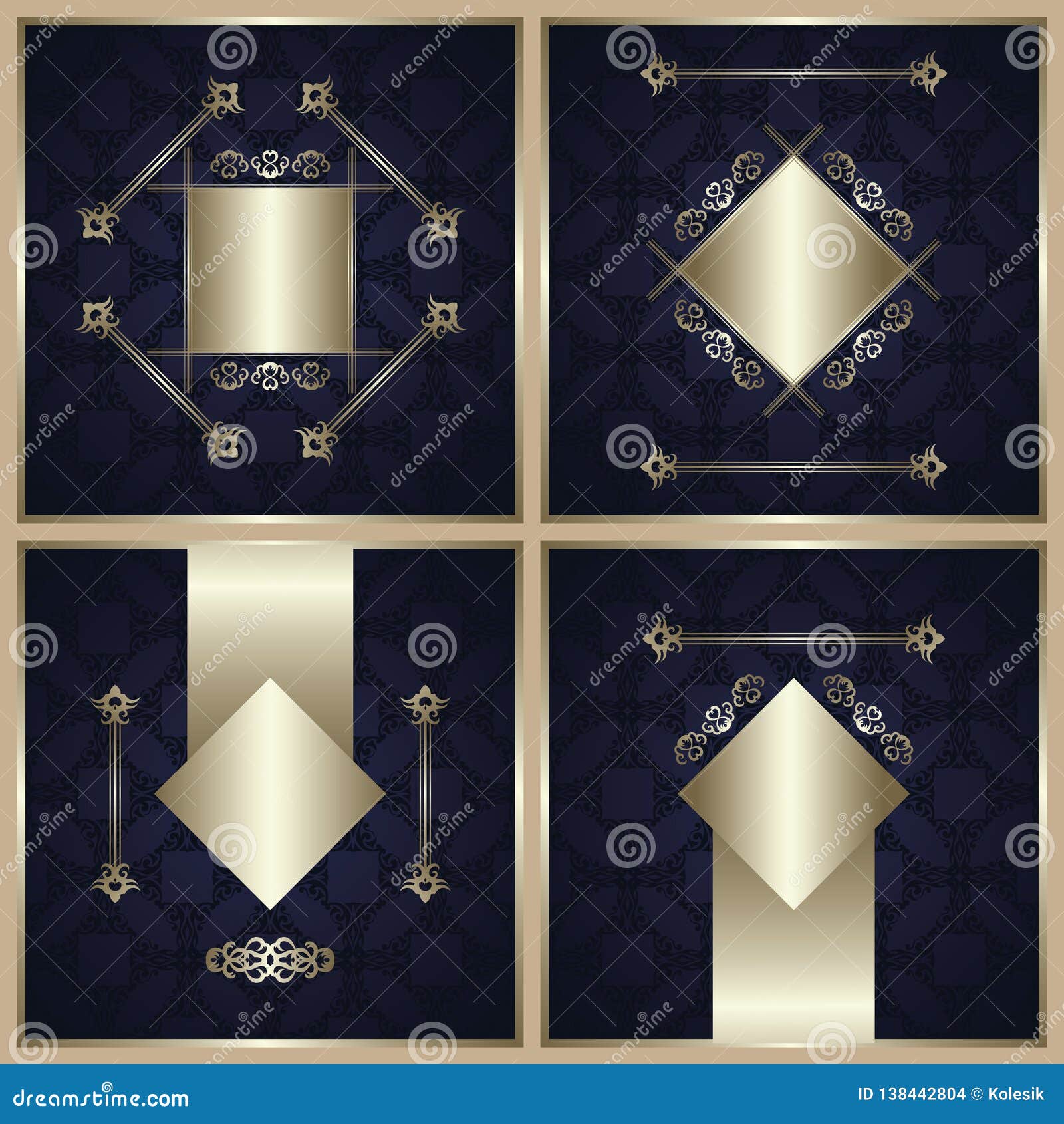 Invitation Card with Decorative Frames on Vintage Background Stock ...