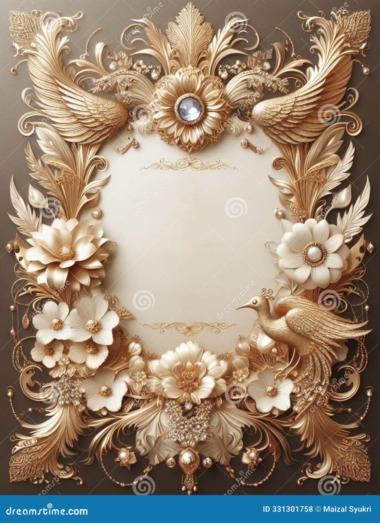 Elegant Floral and Gold Frame Invitation Card Design for Formal Events ...