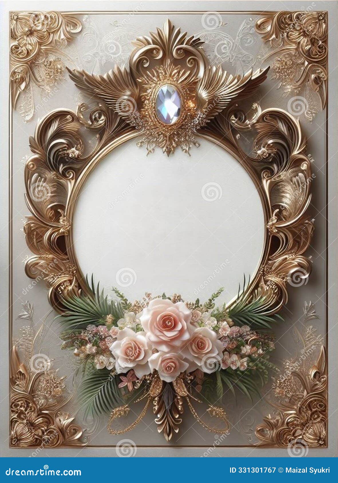 Elegant Floral and Gold Frame Invitation Card Design for Formal Events ...