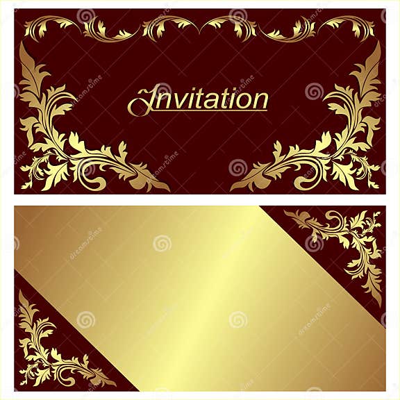 Invitation Card - Design with Golden Borders. Stock Vector ...