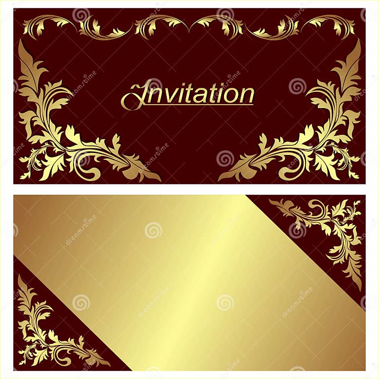 Invitation Card - Design with Golden Borders. Stock Vector ...
