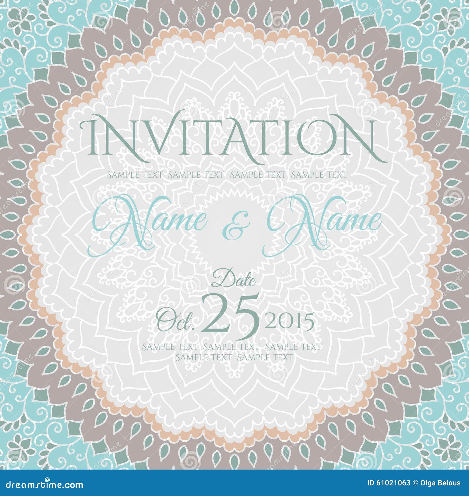 Invitation Card Design with Mandala Ornament Stock Vector ...