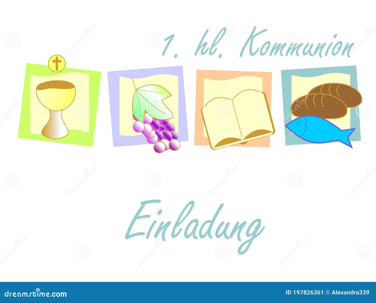Invitation Card for First Communion Stock Illustration - Illustration ...