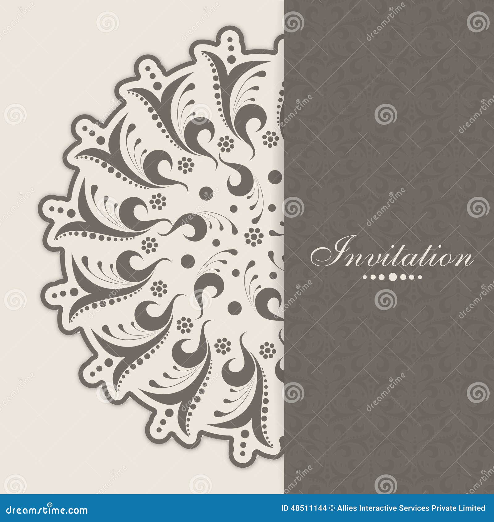 Invitation Card with Floral Decorated Rangoli. Stock Illustration ...