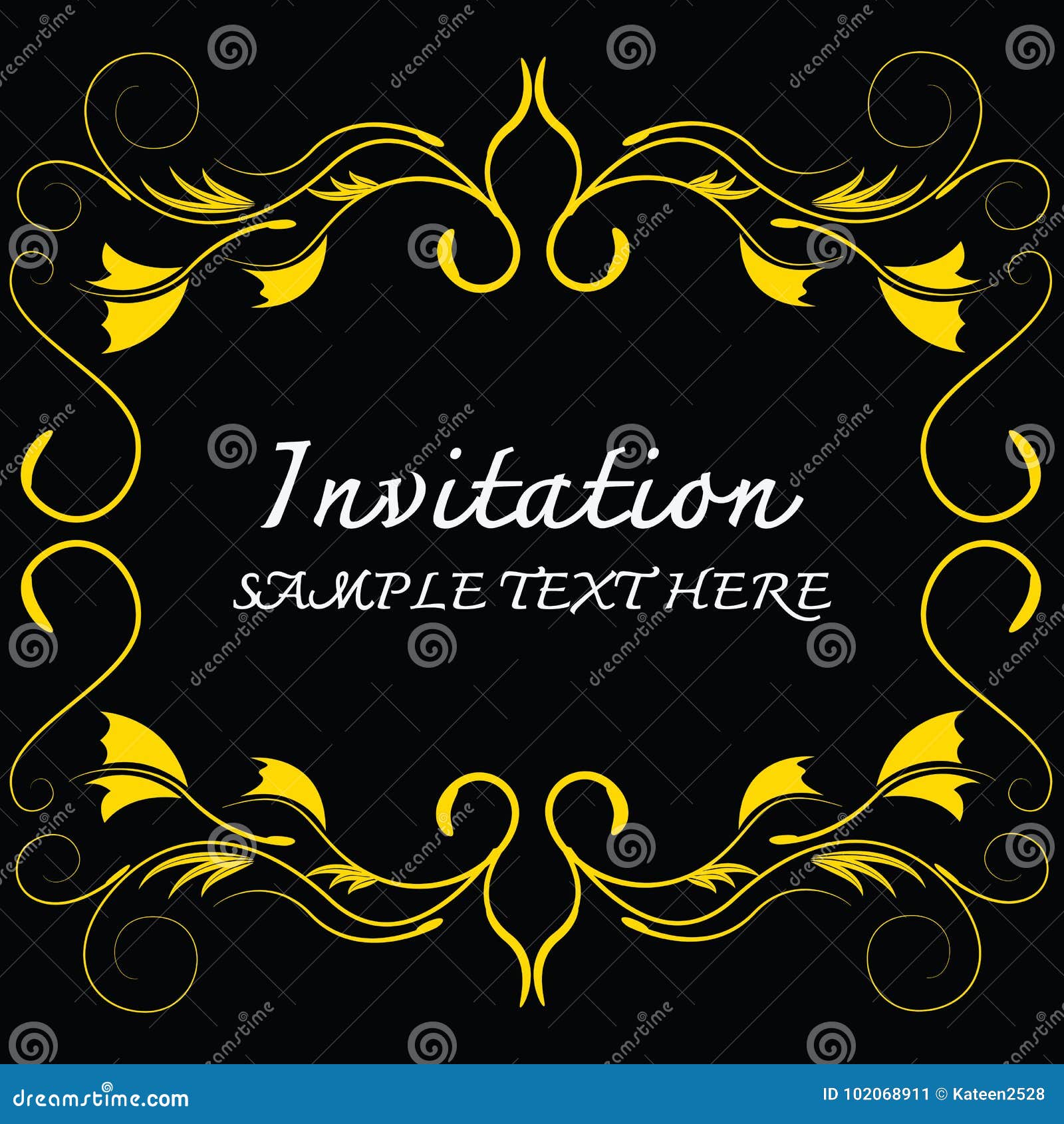 Invitation Card with Floral Pattern Stock Vector - Illustration of ...