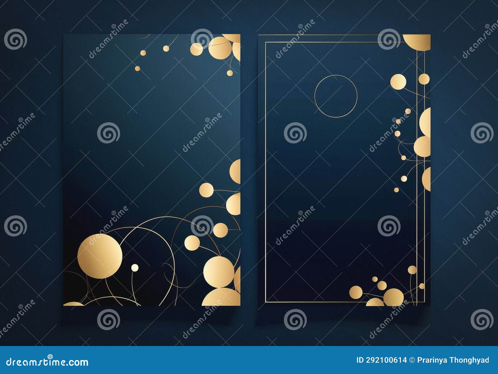 Invitation Card with Gold Ornaments on Dark Blue Background Elegant ...
