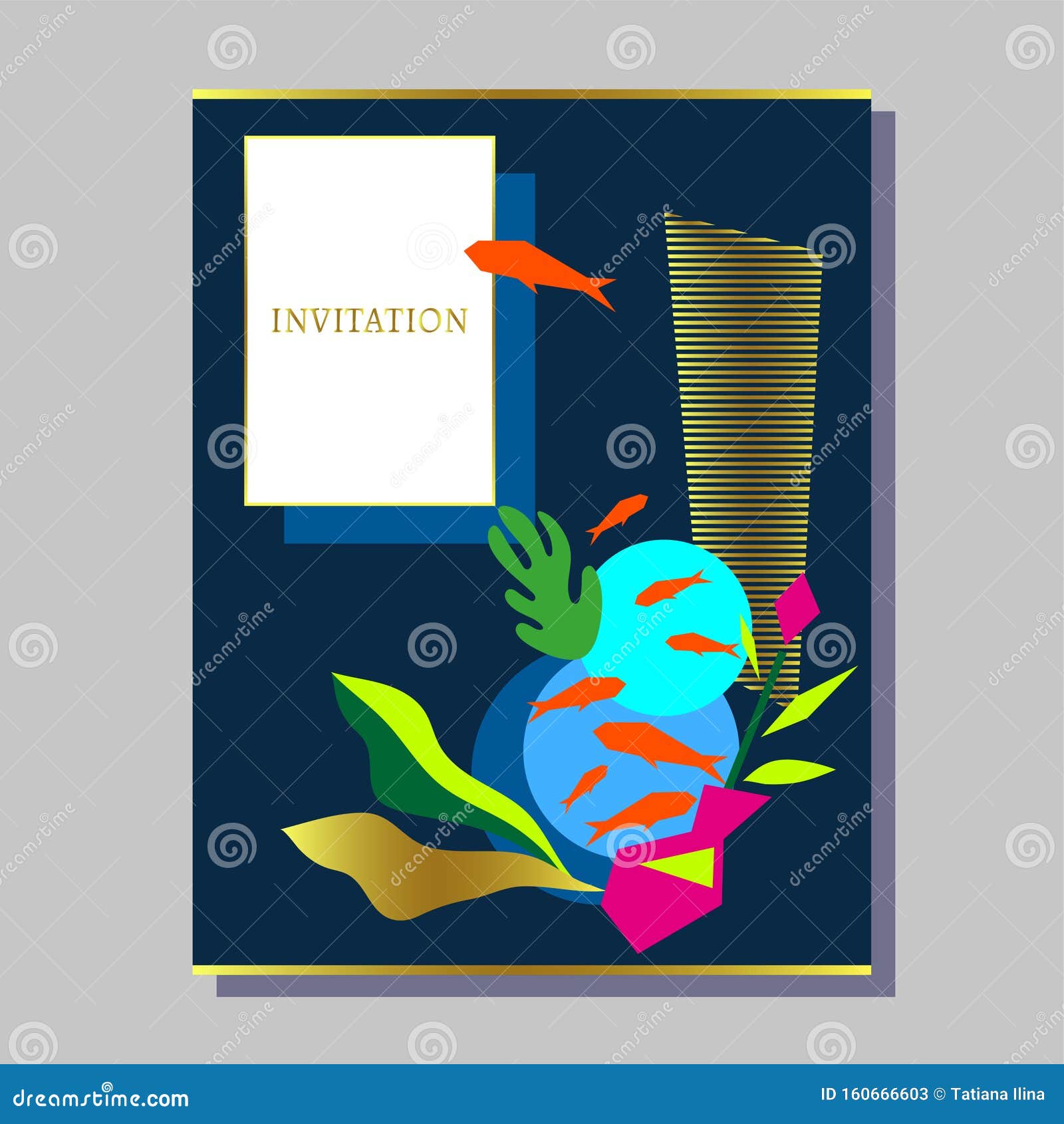 Greeting Invitation Card Template Design with Modern Abstract Elements ...