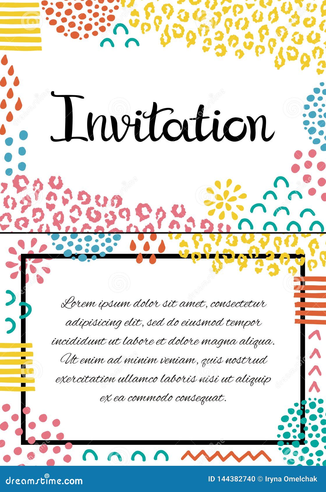 Invitation Card. Hand Drawn Lettering. Background with Abstract Hand ...