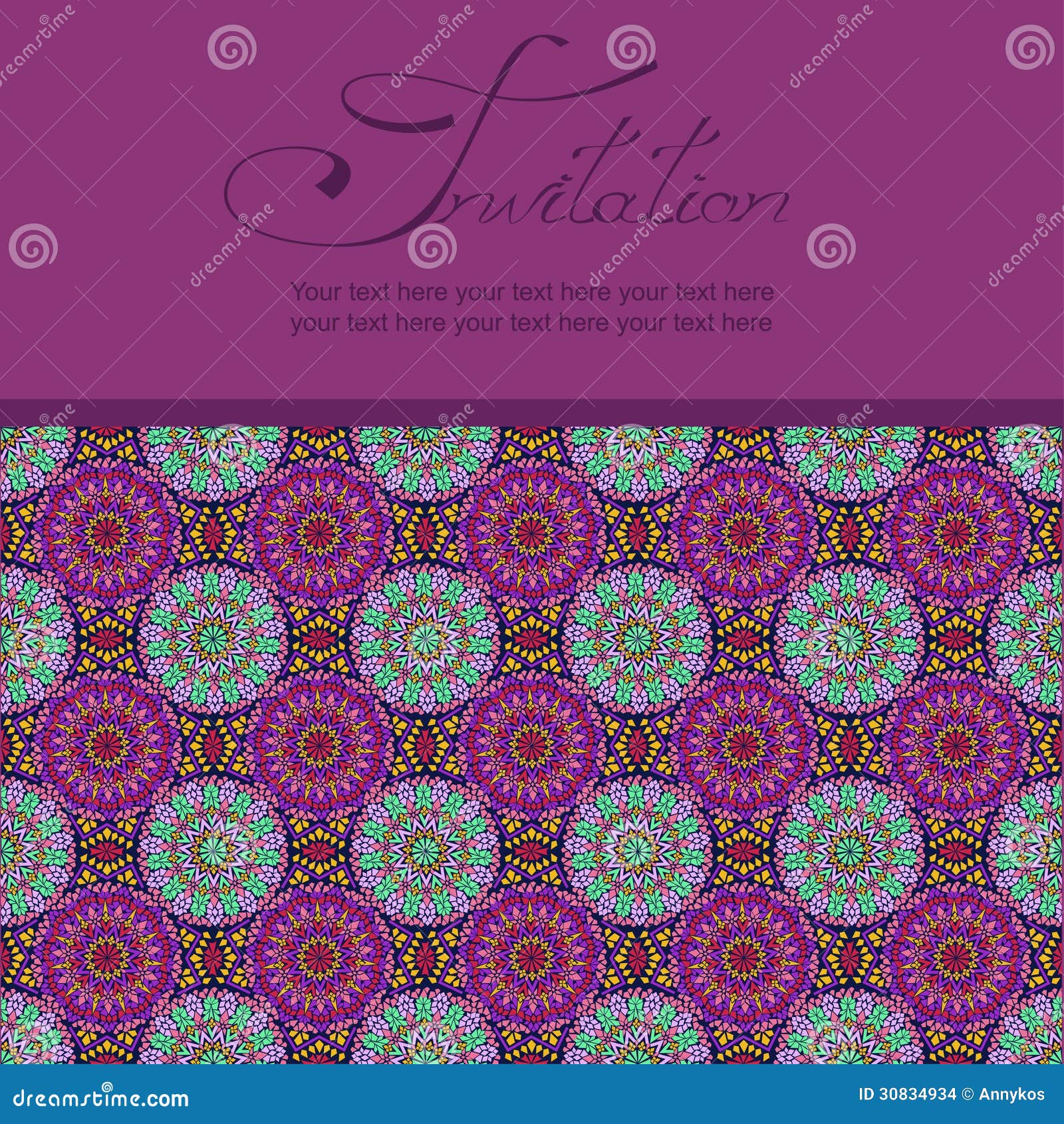 Invitation or Card with Moroccan Pattern Stock Vector - Illustration of ...
