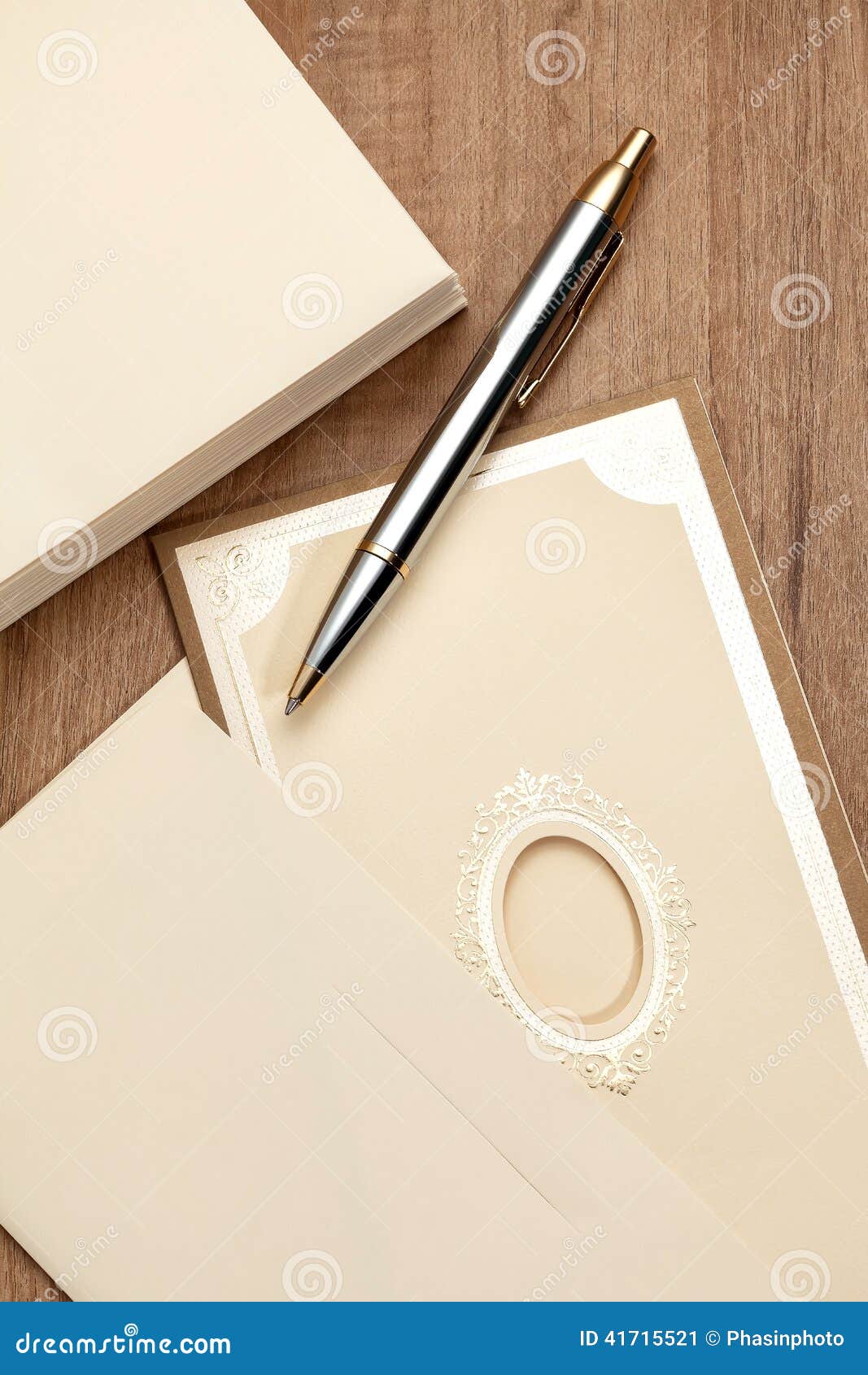 Invitation card with pen stock image. Image of wood, writing - 41715521