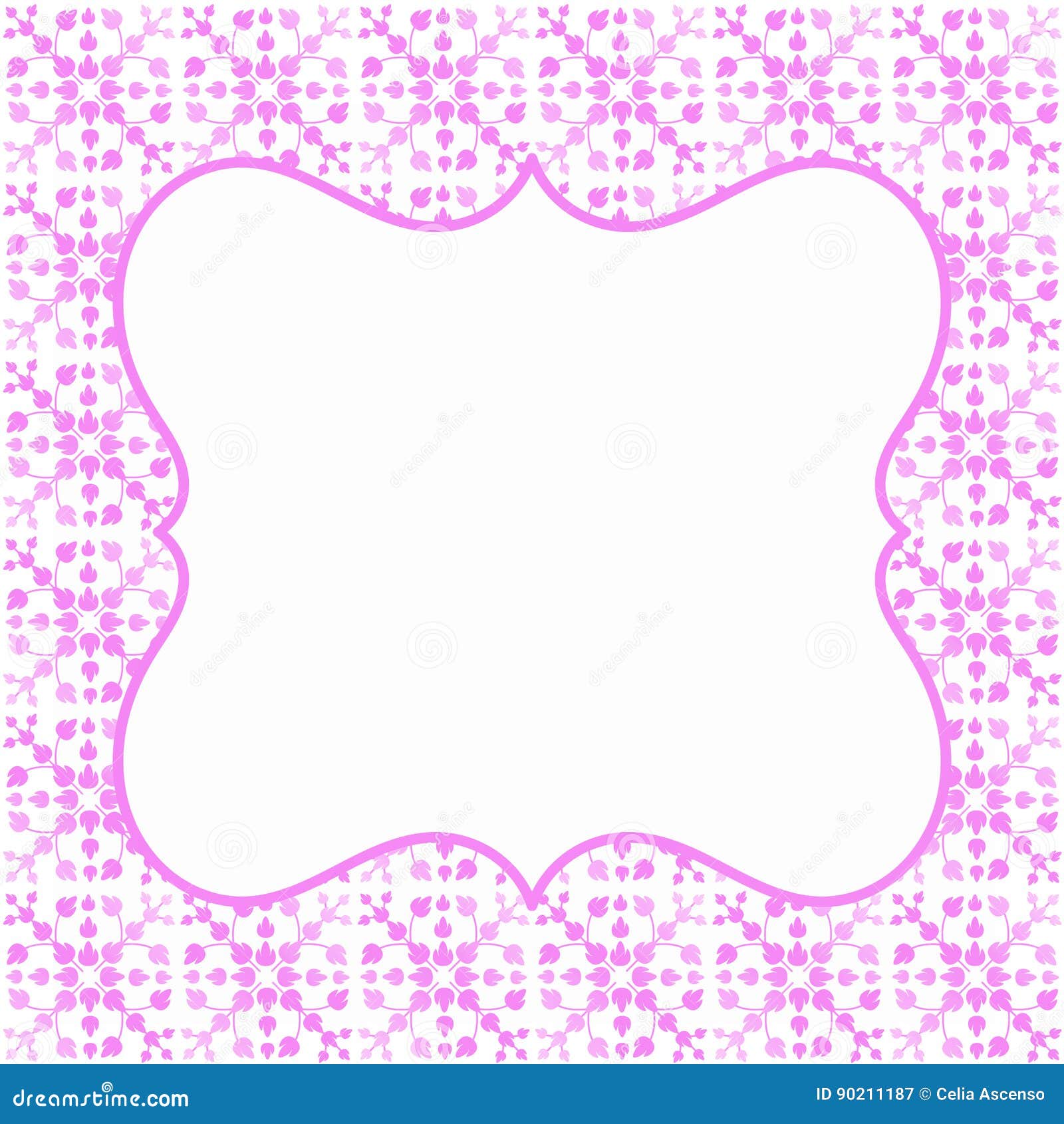 Invitation Card Pink Border Frame Stock Illustration - Illustration of ...
