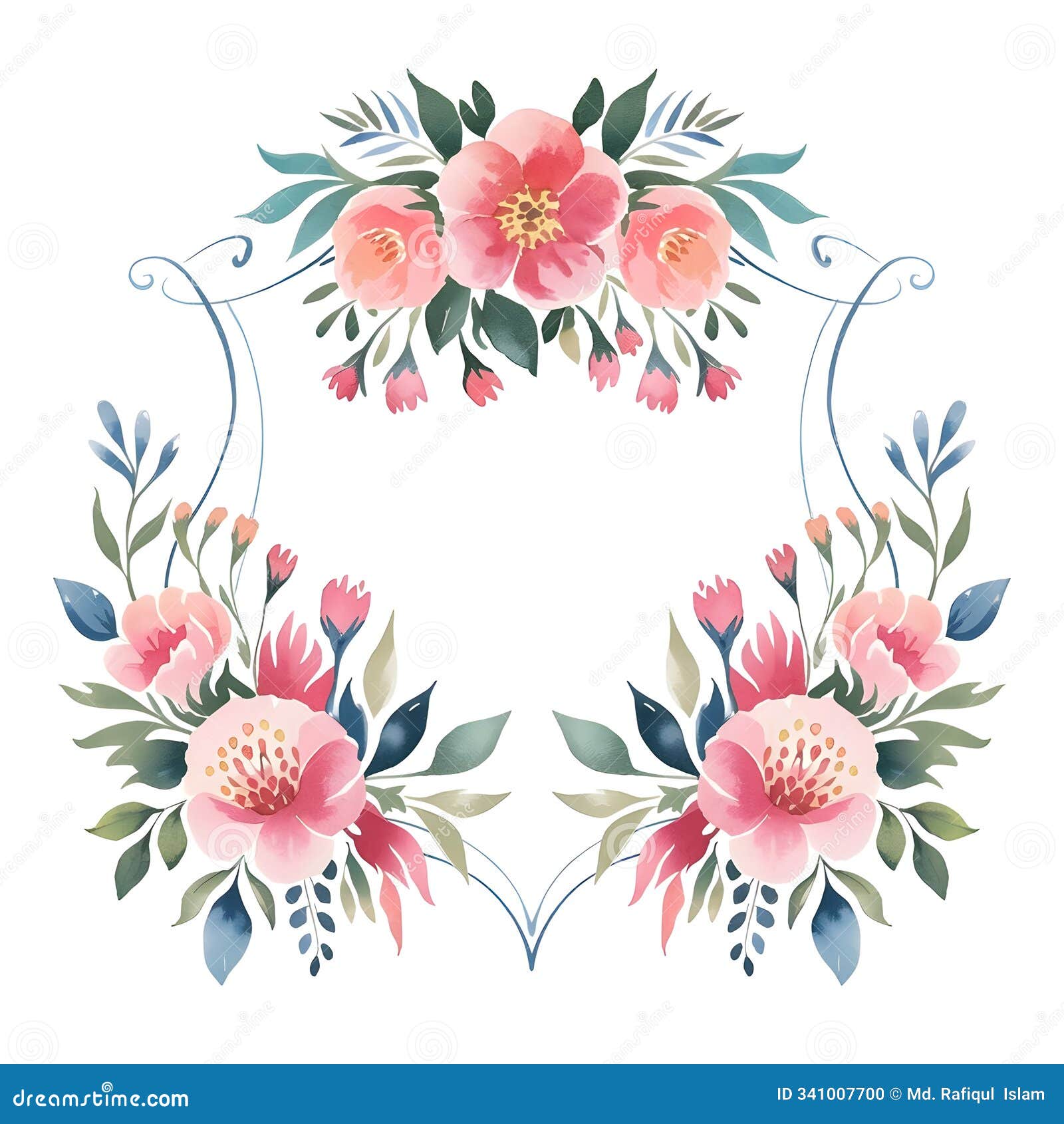 Invitation Card with Flowers Design Floral Background Frame Stock ...