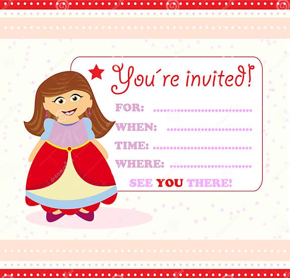 Invitation Card with Princess Stock Illustration - Illustration of ...