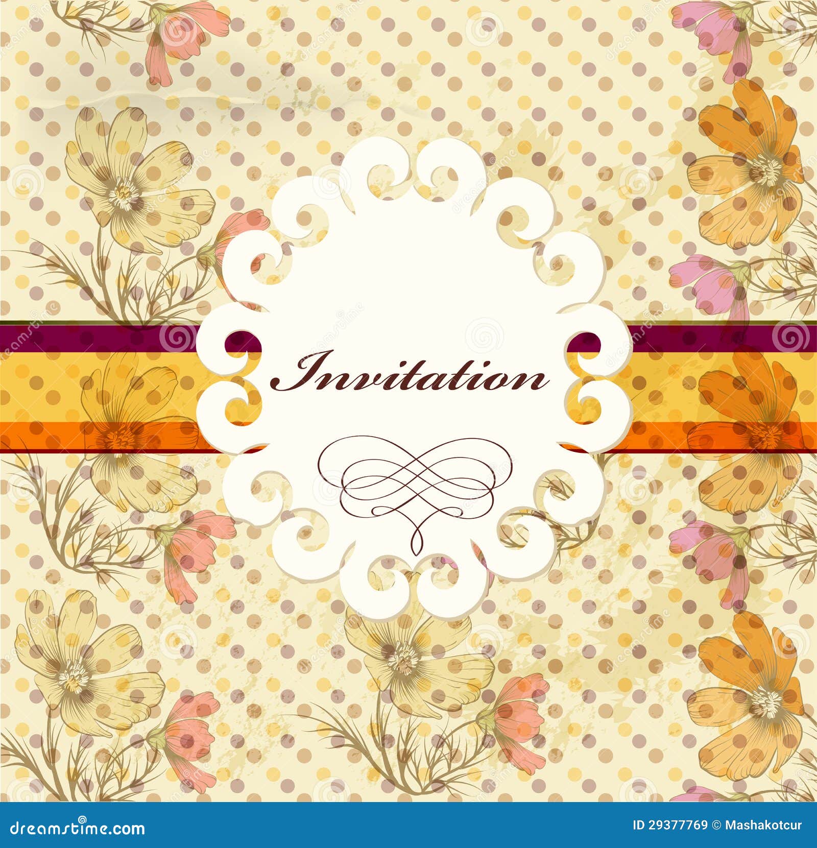 Invitation Card in Retro Style Stock Vector - Illustration of ...