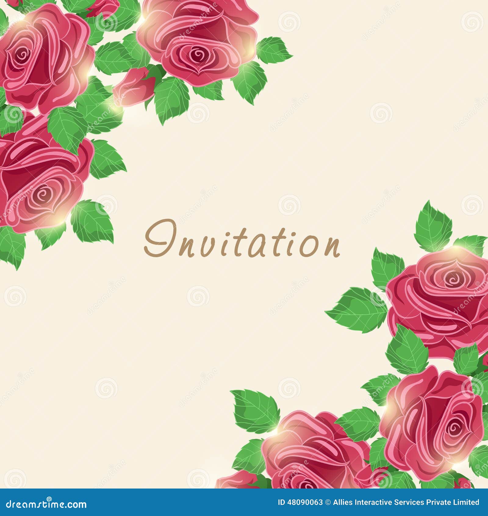 Invitation card with rose. stock illustration. Illustration of ...